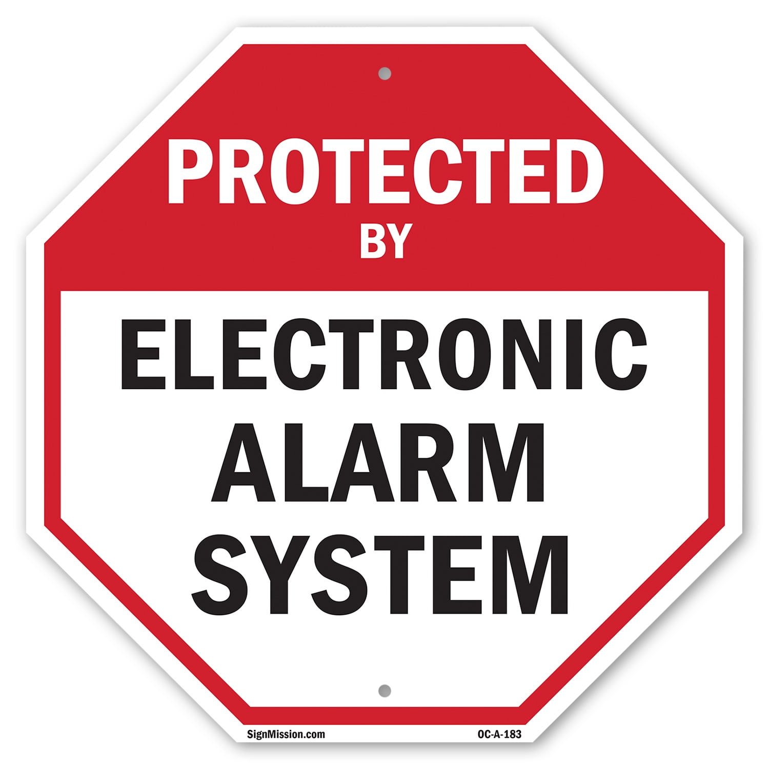 Protected By Electronic Alarm System 6 inch X 6 inch Octagon Plastic ...