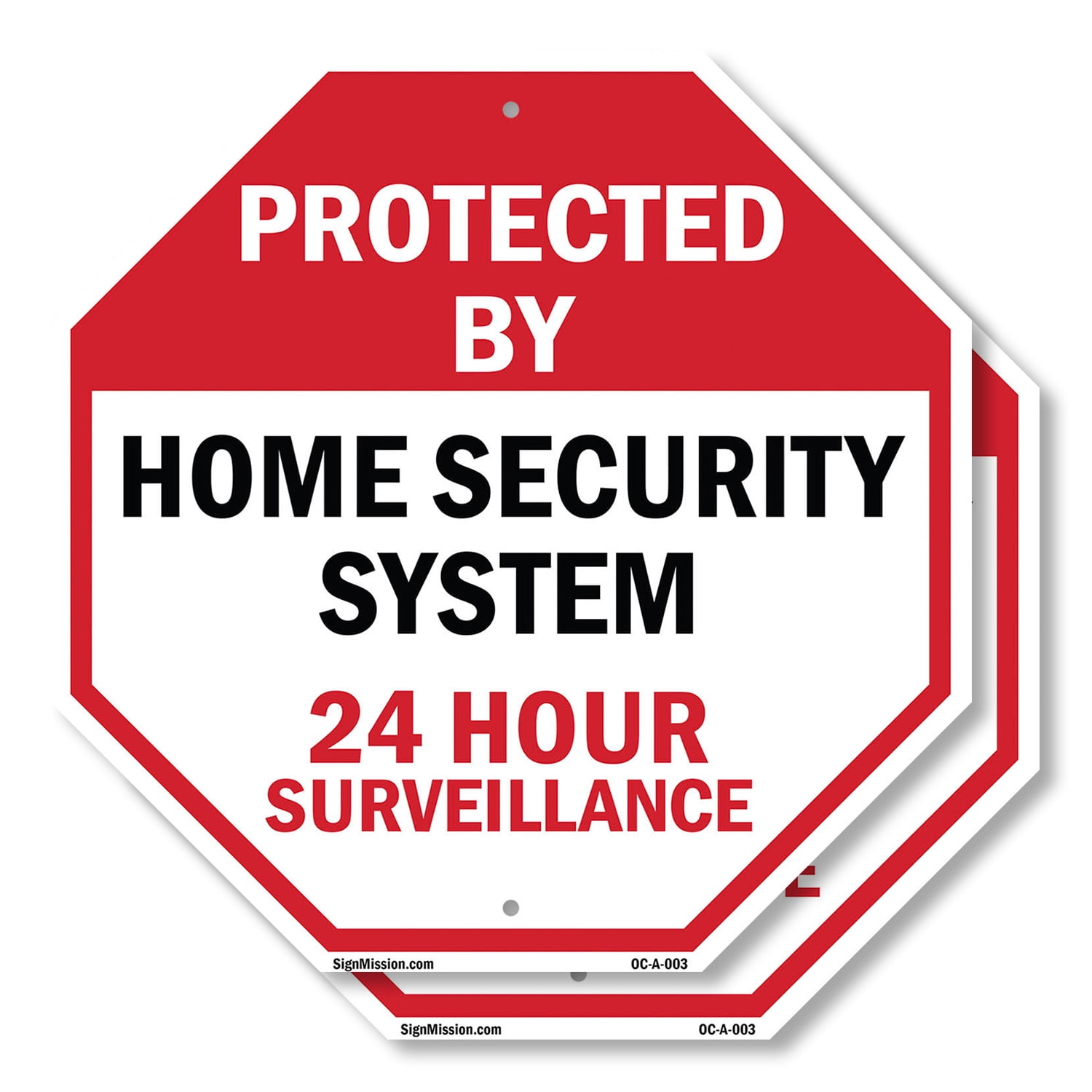 Protected By Home Security System 24 Hour Surveillance (2 Pack) 6 inch ...