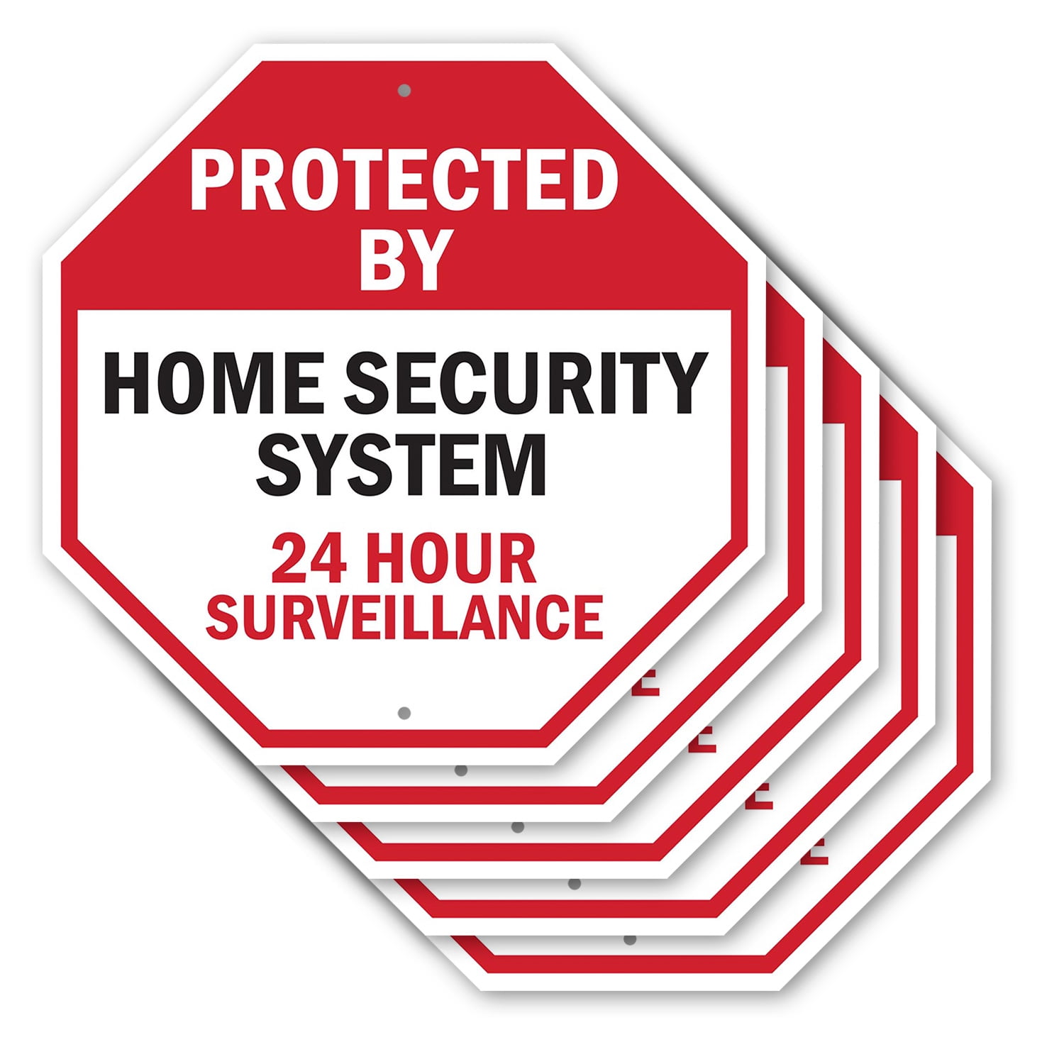 Protected By Home Security System 24 Hour Surveillance (5 Pack) 10 inch ...