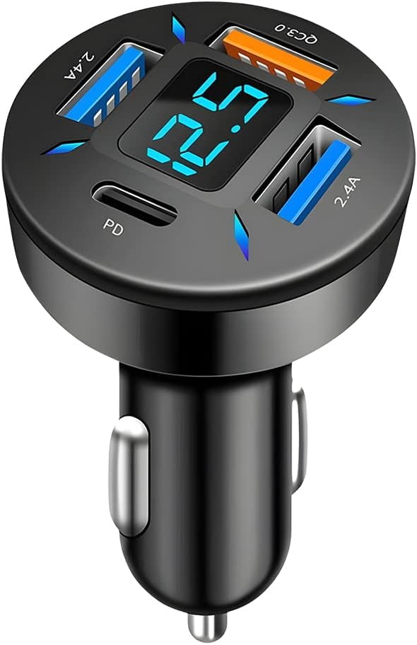 Protection】: 4 USB car charger adapter is made of ABS and PC fireproof ...