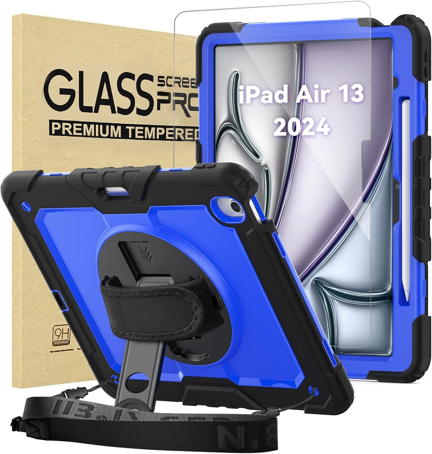 Protective Case for iPad Air 13 Inch Case (2024) with Tempered Glass ...