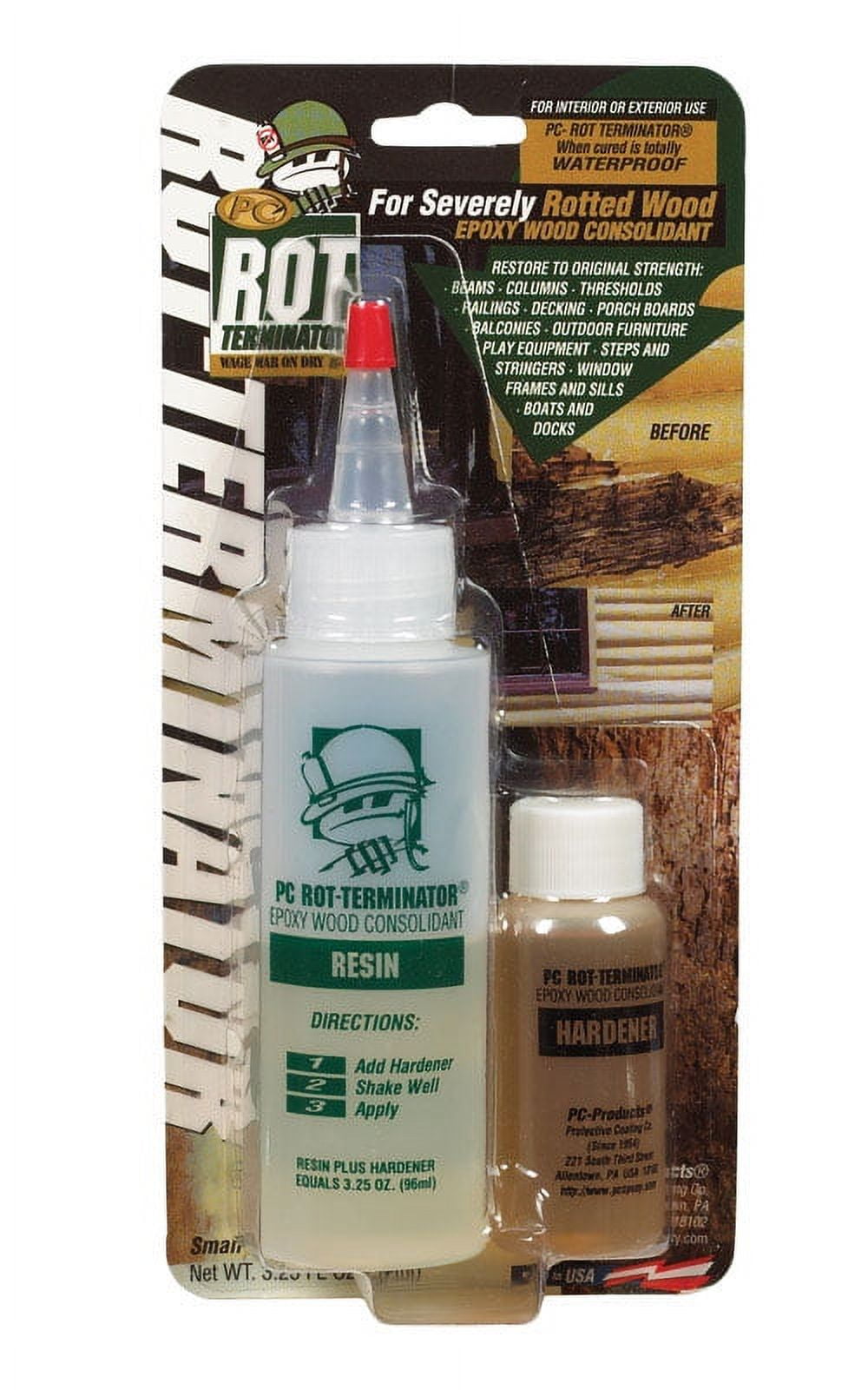 Protective Coating 350614 Rot Terminator Epoxy Wood Hardener, Amber, 3.25 oz - Walmart.com