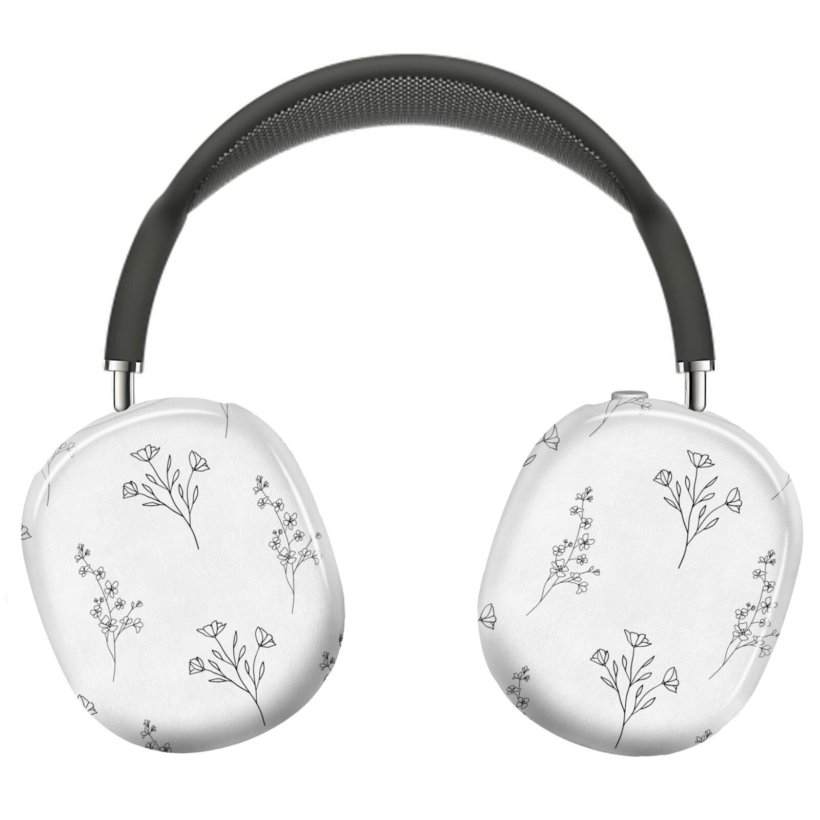 Protective Cover for AirPods Max Black And White Seamless Floral ...