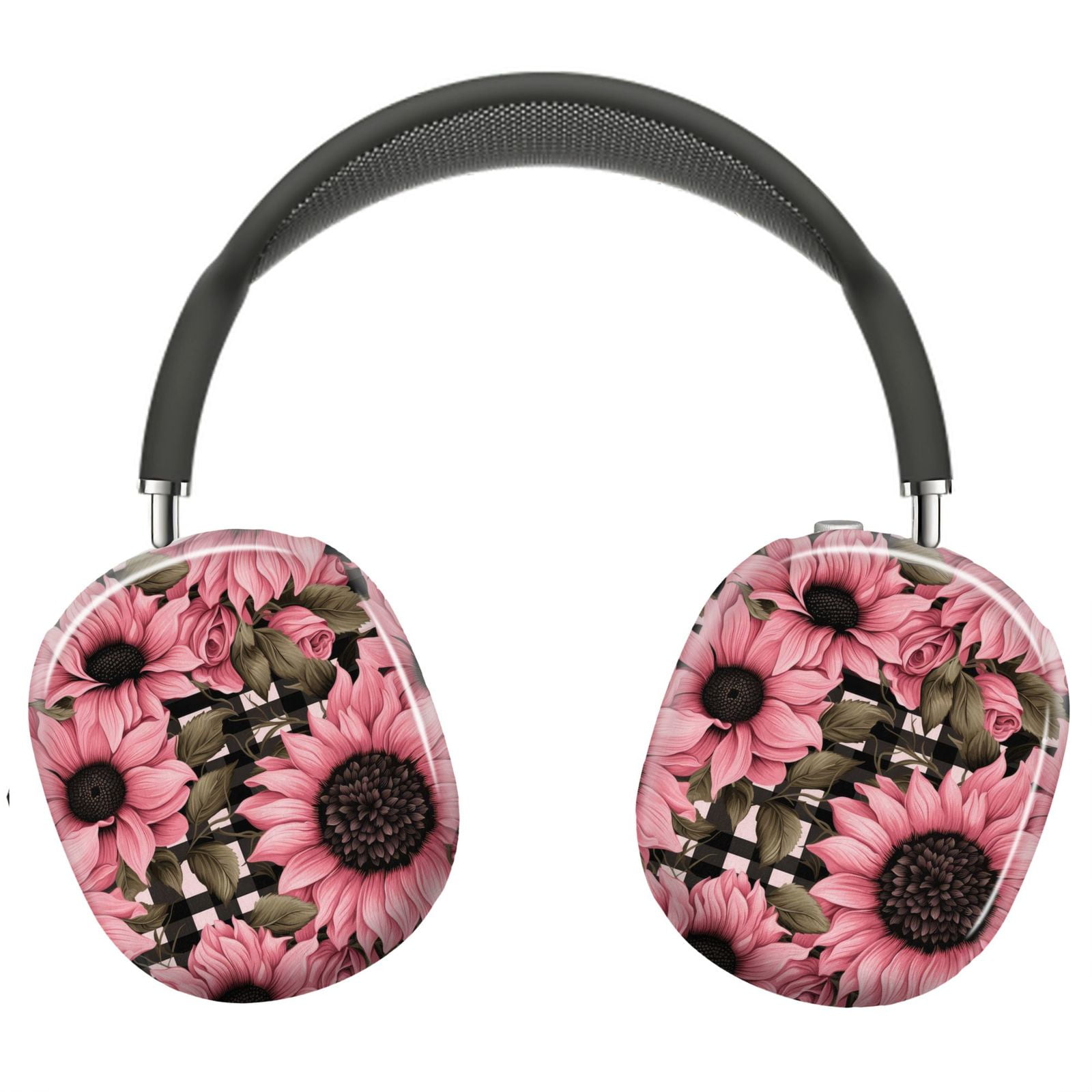 Protective Cover for AirPods Max Pink Gingham Sunflowers=10 Headphones ...