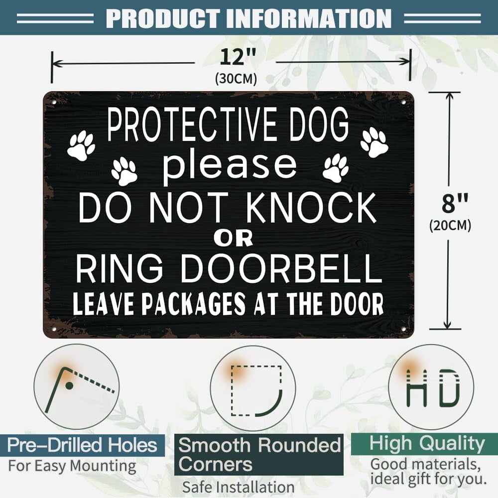 Protective Dog Please Do Not Knock or Ring Doorbell Ring Doorbell Leave ...