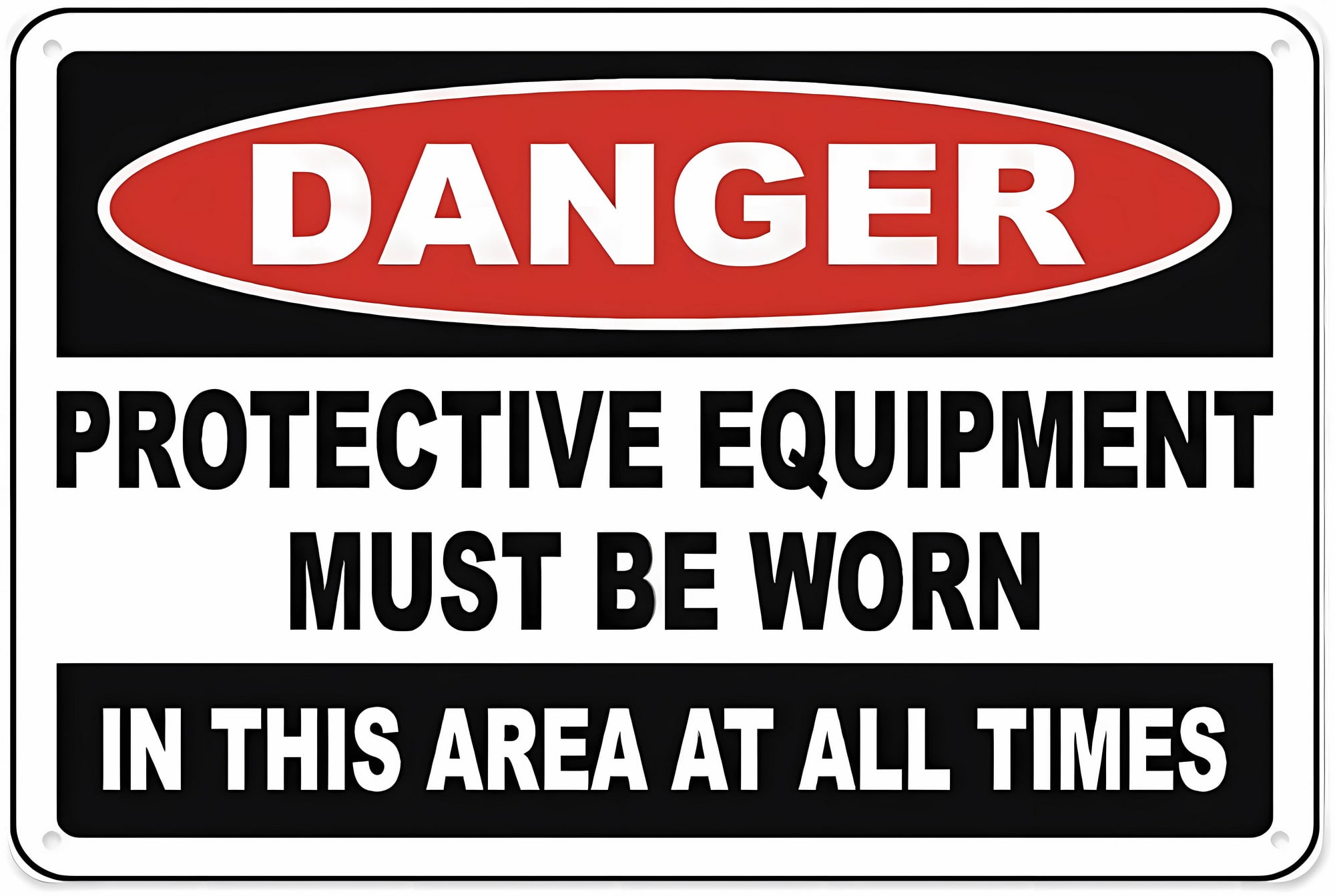 Protective Equipment Must Be Worn Sign - 8"x12" Aluminum Tin Warning ...