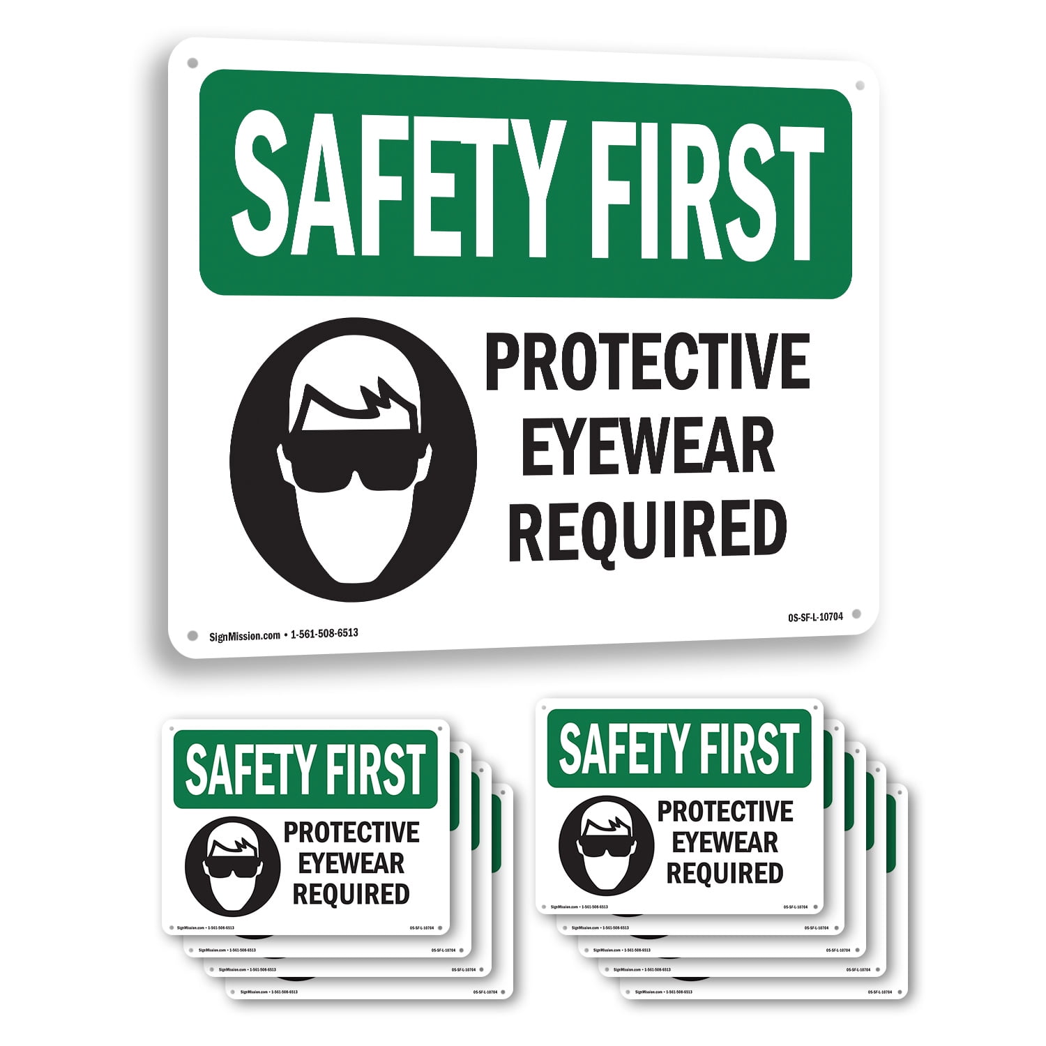 Protective Eyewear Required With Symbol OSHA SAFETY FIRST Aluminum Sign ...
