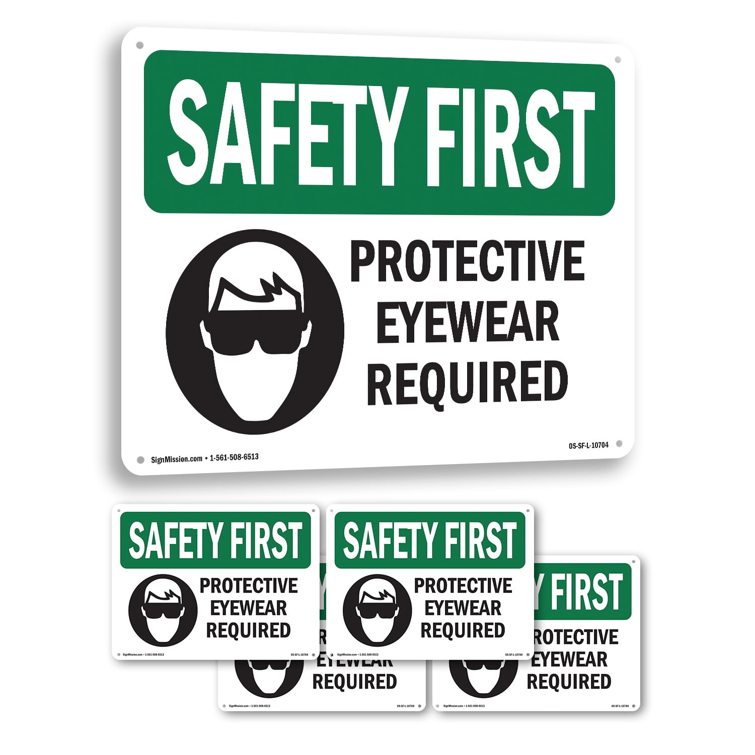 Protective Eyewear Required With Symbol OSHA SAFETY FIRST Aluminum Sign ...