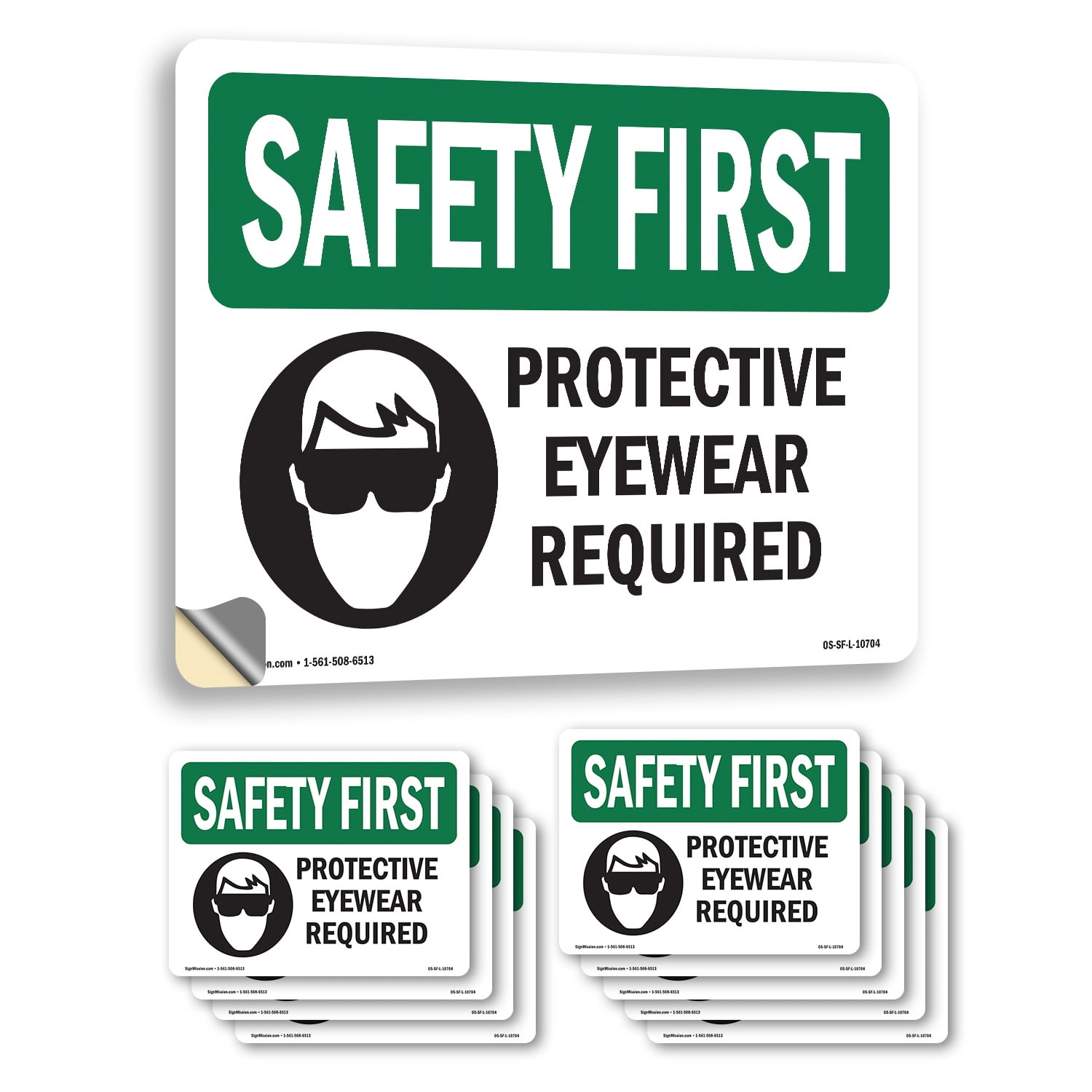 Protective Eyewear Required With Symbol OSHA SAFETY FIRST Vinyl Decal ...