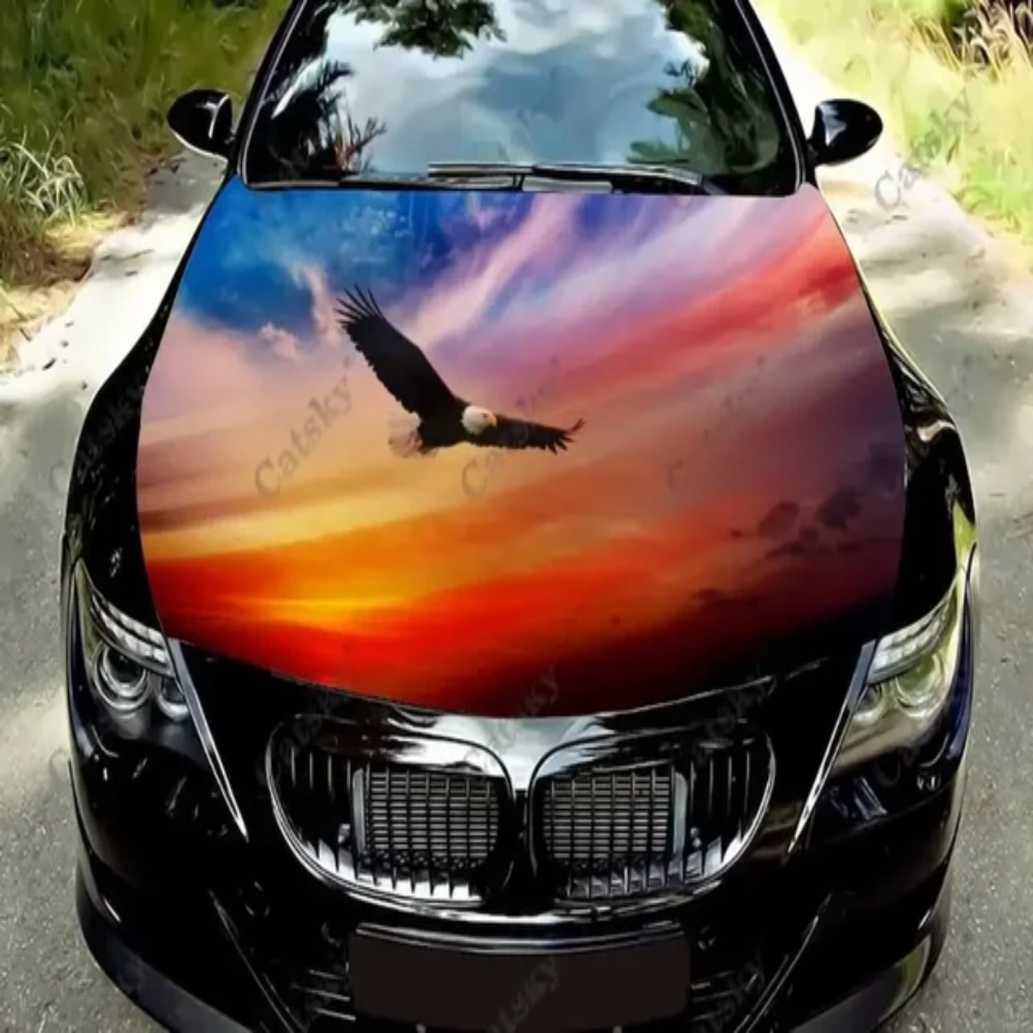 Protective Flight of the Majestic Eagle Car Hood Vinyl Sticker Wrap ...