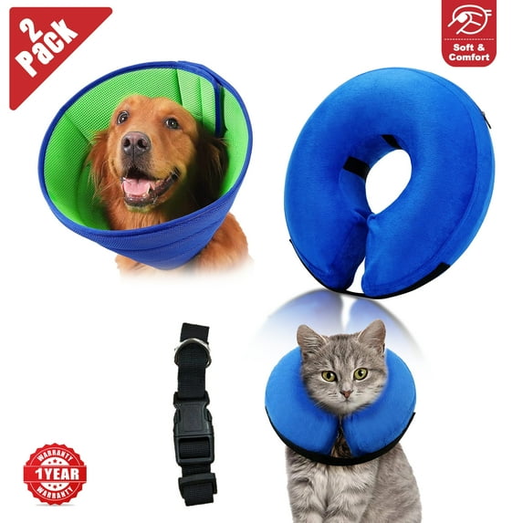 PortableOut Inflatable Recovery Collar, Soft Adjustable E-Collar for ...