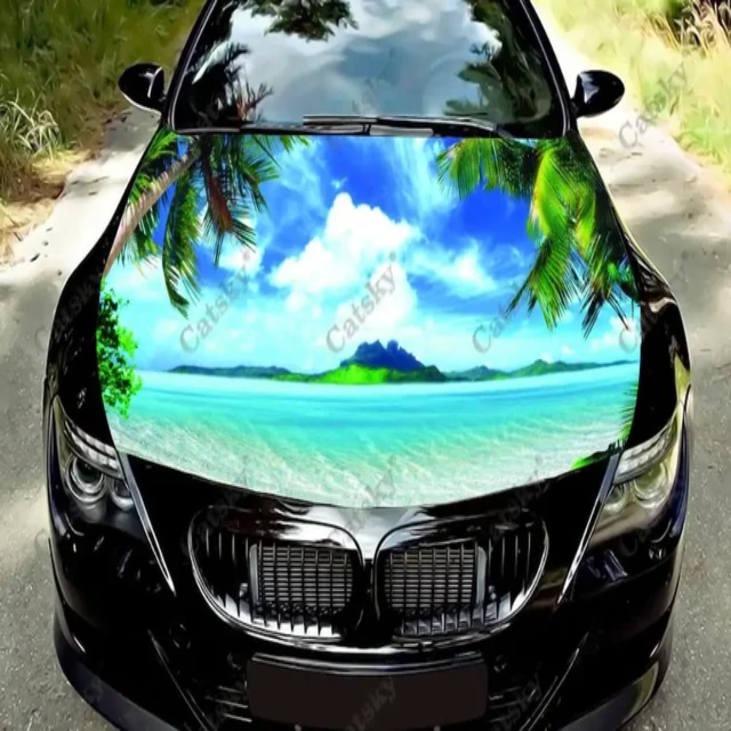 Protective Nature Tropical Car Engine Cover Vinyl Sticker Wrap Film ...