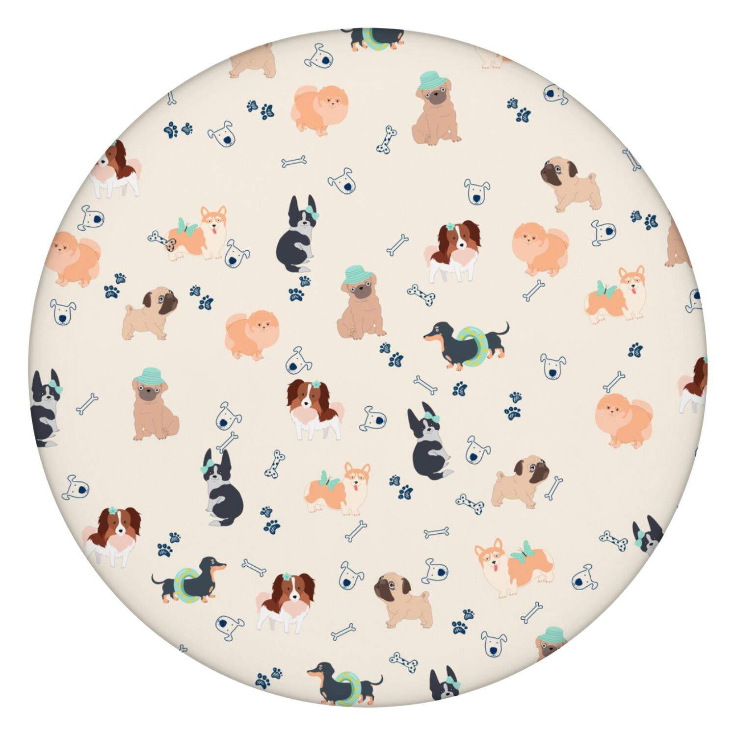 Protective elastic edge 52 inch round table cover with waterproof Dog ...