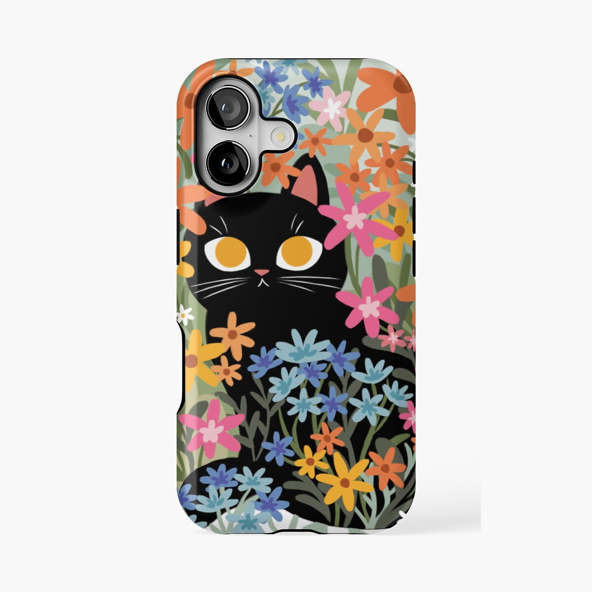 Protective iPhone Case Black Cat Flower Patch Design Phone Case IP ...
