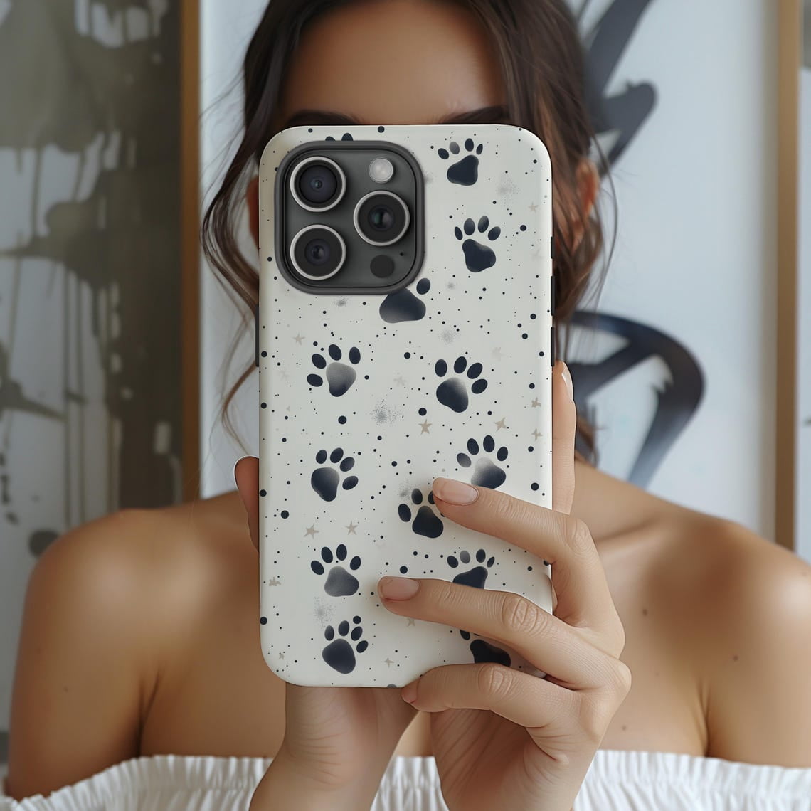 Protective iPhone Case Black Dog Paw Print Phone Case Cute Pet Pattern ...