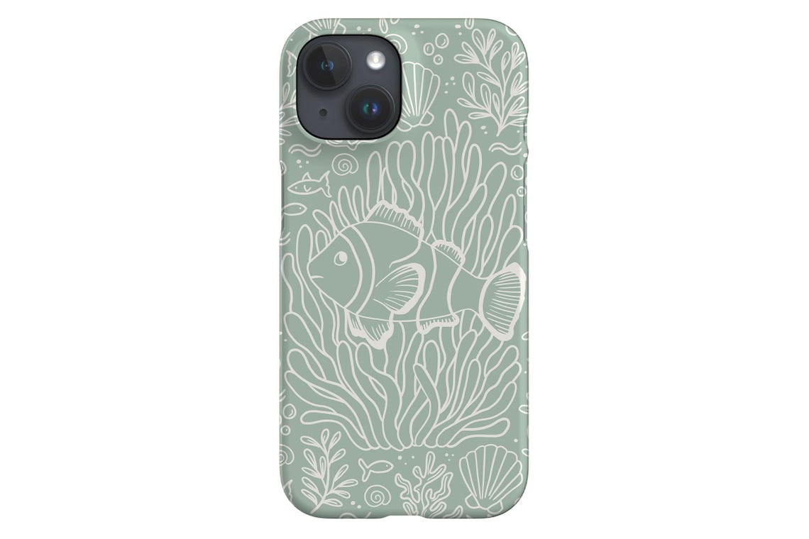 Protective iPhone Case Clownfish Phone Case, Mint Green Ocean Coral ...