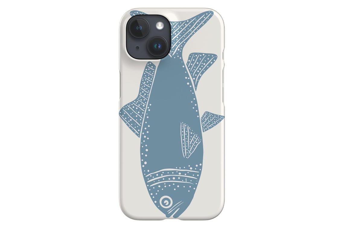 Protective iPhone Case Fish Phone Case, Ivory & Dusty Blue Animal ...