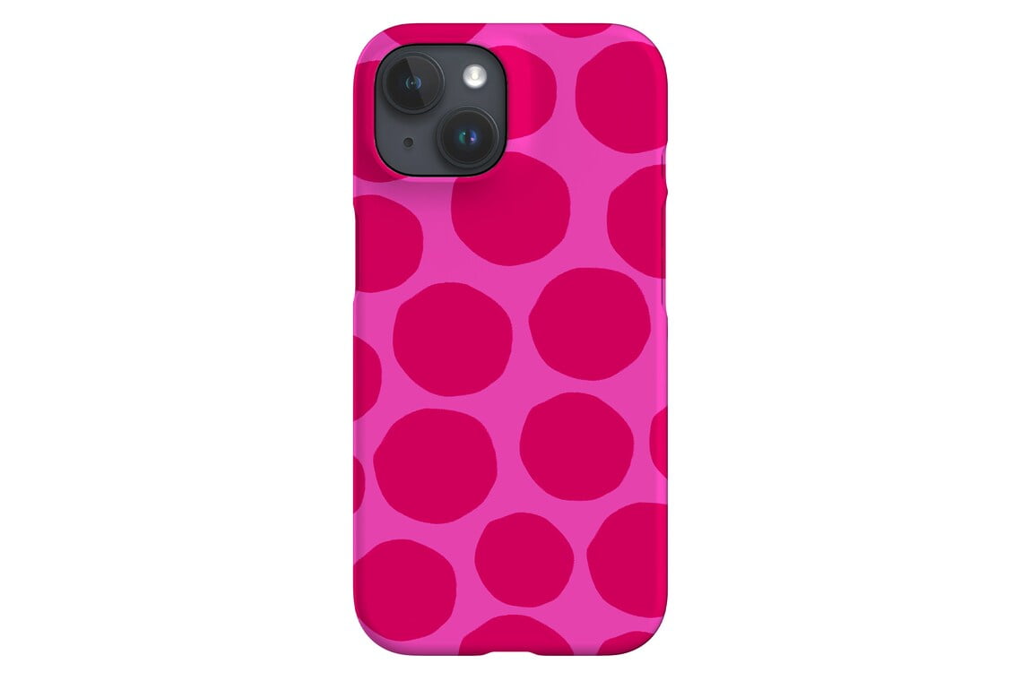 Protective iPhone Case Full Moons Phone Case, Hot Pink Polka Dot Design ...