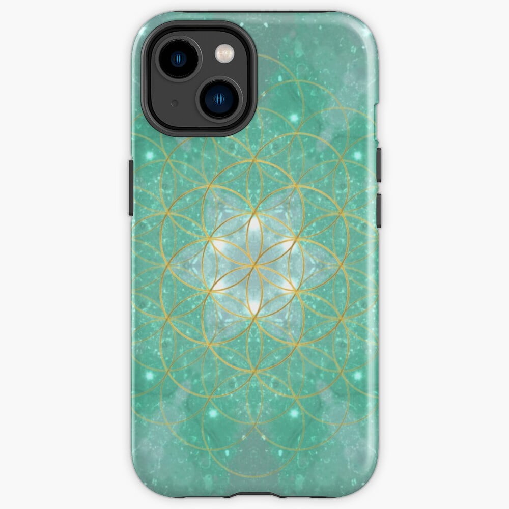 Protective iPhone Case Golden Flower Of Life On Green Phone Case #21 ...