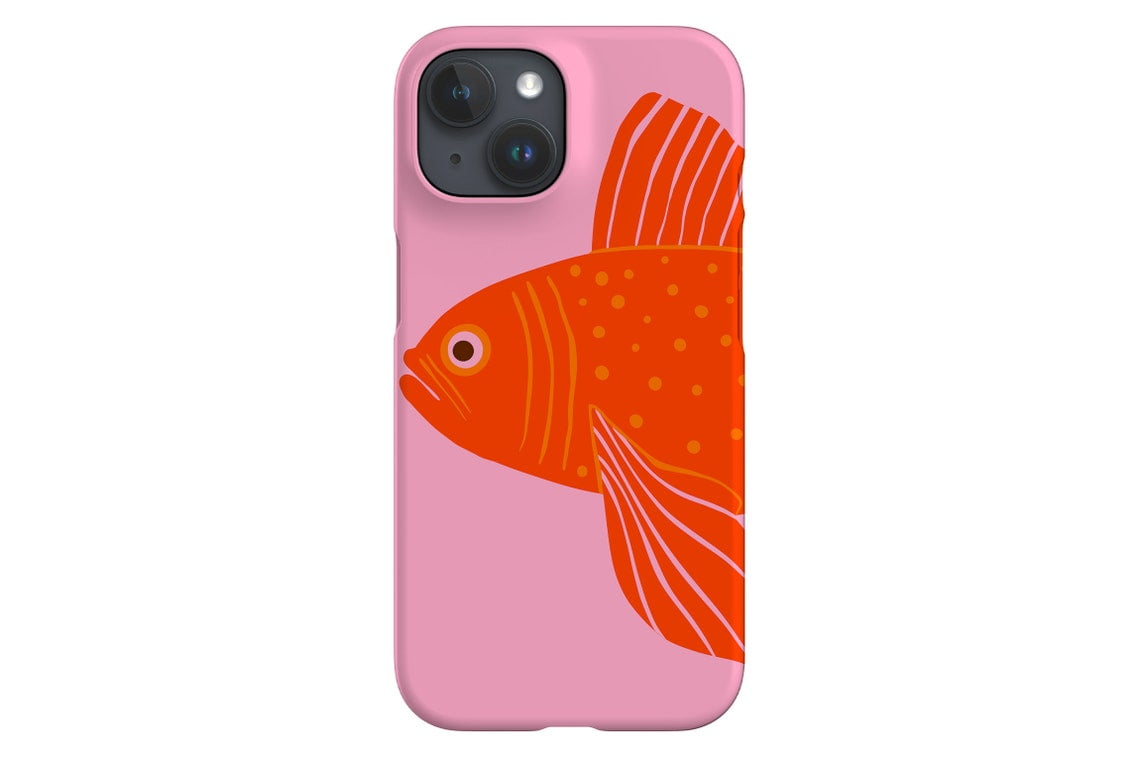 Protective iPhone Case Goldfish Phone Case, Bold Orange Fish, Pink #760 ...