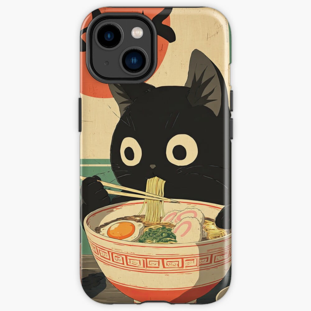 Protective iPhone Case Kawaii Kuro Neko Ramen Run Phone Case, Iphone 13 ...