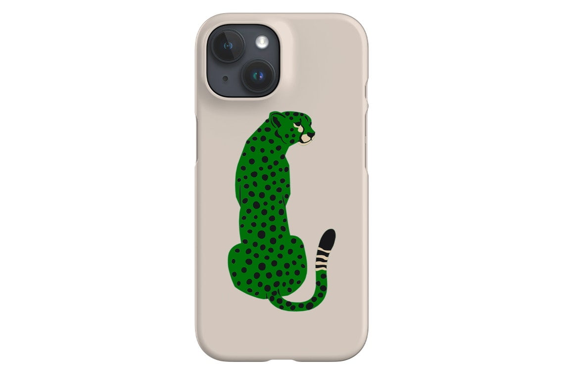 Protective iPhone Case Minimalist Cheetah Phone Case, Off-White Green ...