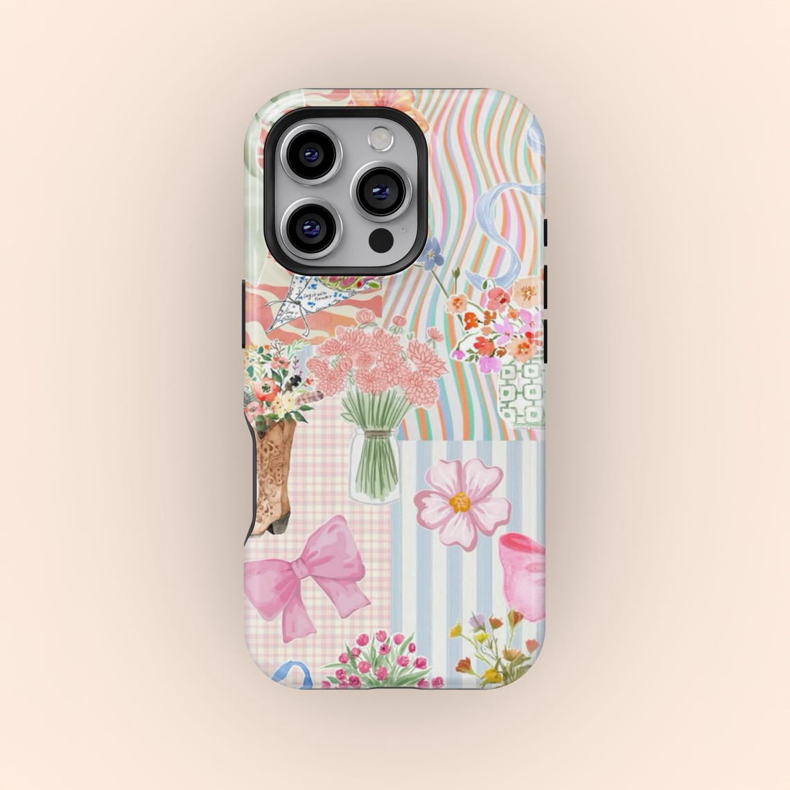 Protective iPhone Case Pink Bow Ribbon Flower Boots Phone Case, Iphone ...