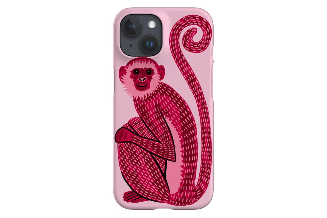 Protective iPhone Case Pink Monkey Phone Case, Jungle Animal Print #57 ...