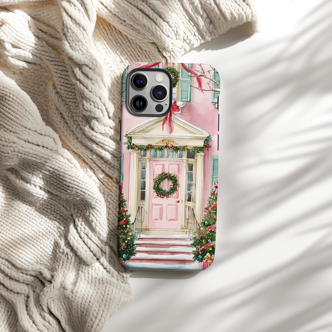 Protective iPhone Case Pink Phone Case Cottagecore Tree Winter Style ...