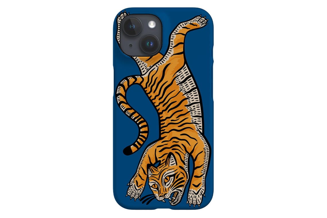 Protective iPhone Case Tiger Phone Case, Dark Blue Abstract Wild Cat ...