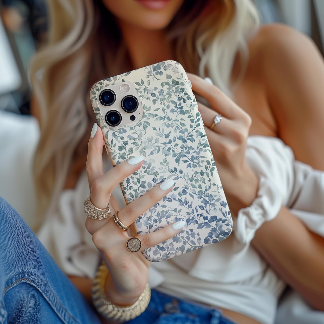 Protective iPhone Case Toile de Jouy Green Floral Phone Case French ...