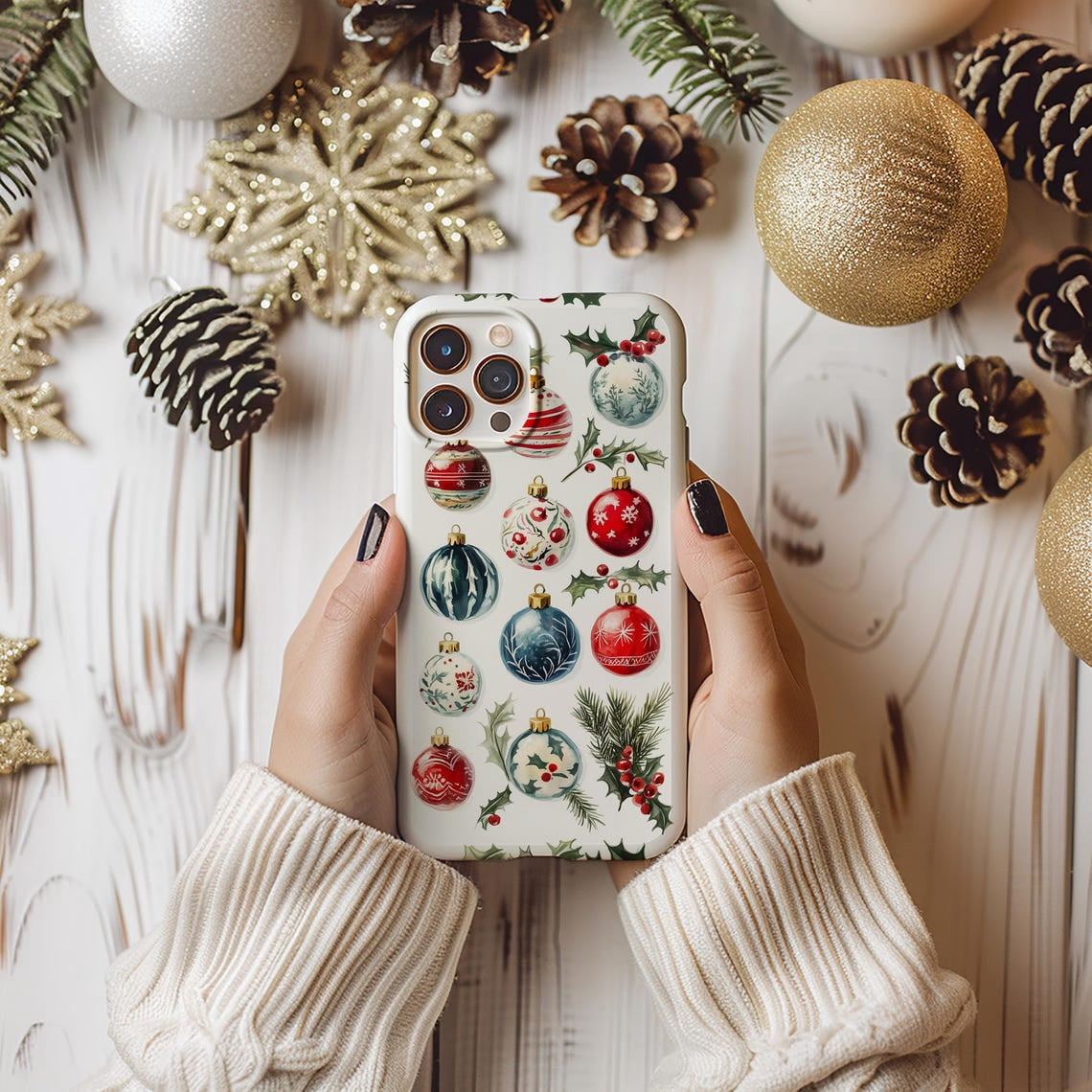 Protective iPhone Case Vintage Decor Phone Case Pine Ornament Art ...