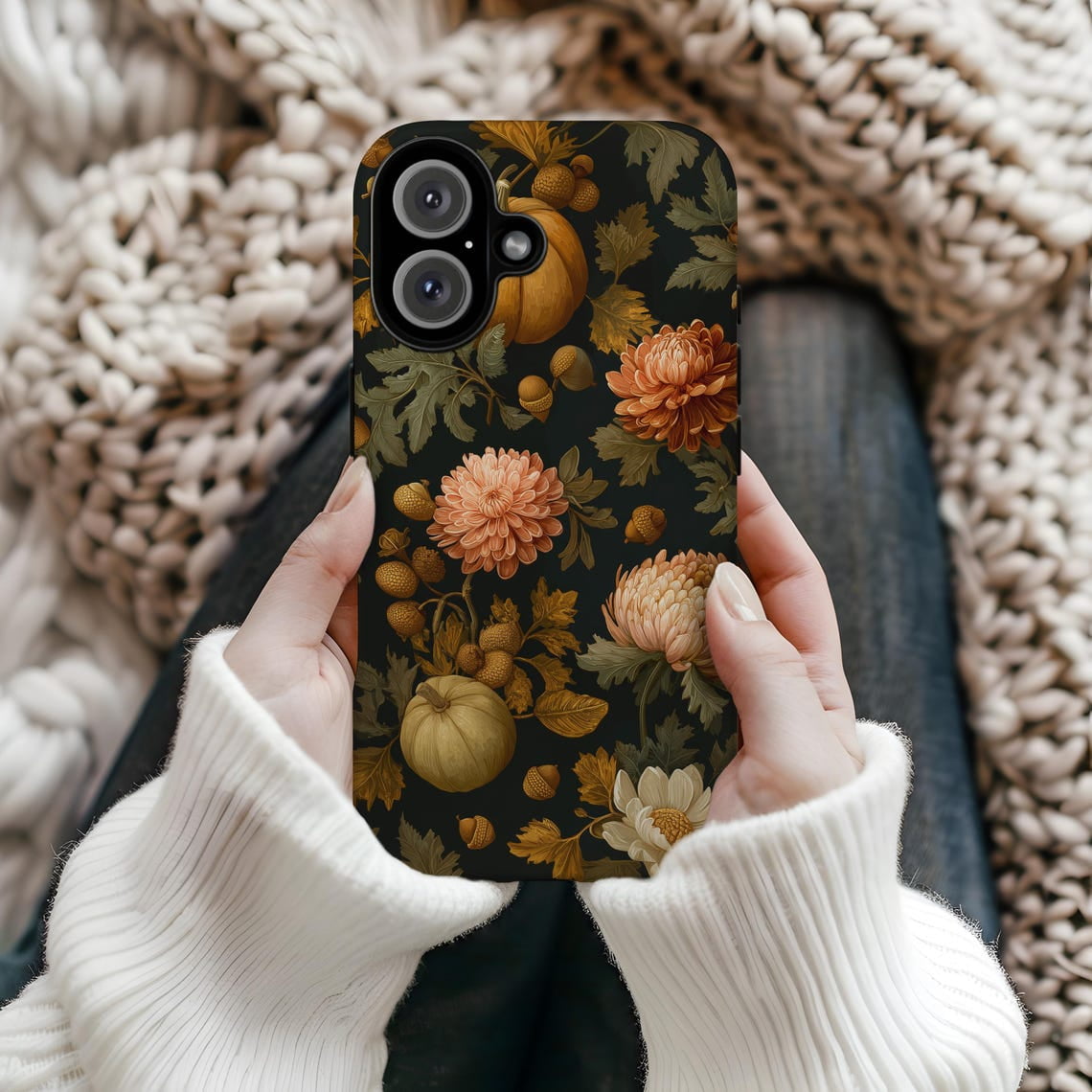 Protective iPhone Case Vintage Pumpkin Phone Case Fall Mood Flower ...