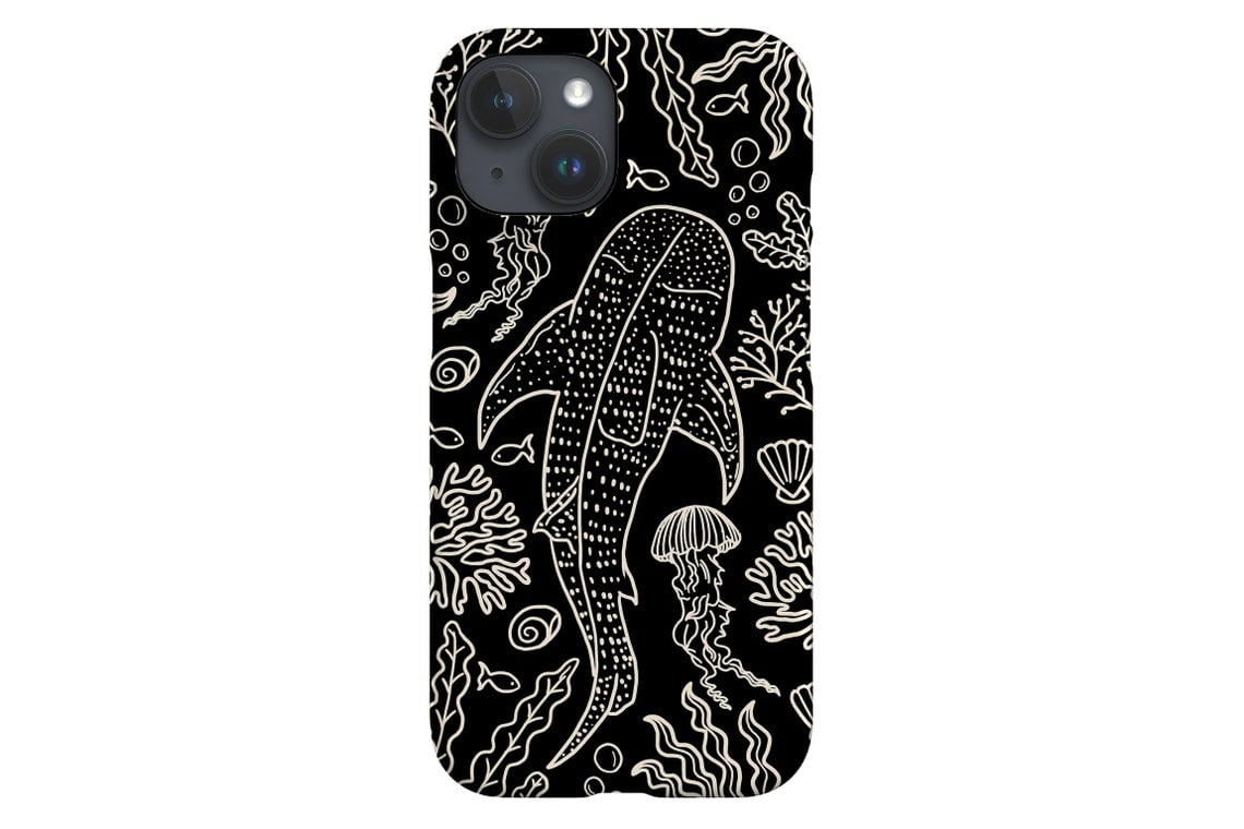 Protective iPhone Case Whale Shark Coral Reef Phone Case, Black #636 ...