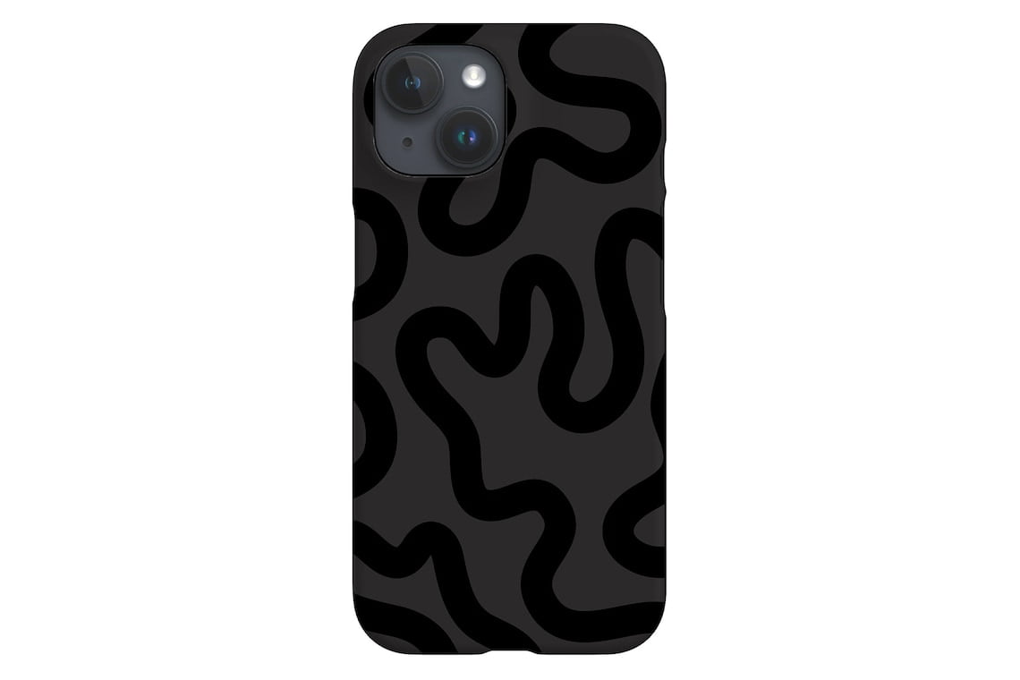 Protective iPhone Case Y2K Swirl Lines Phone Case, Grey Black Abstract ...