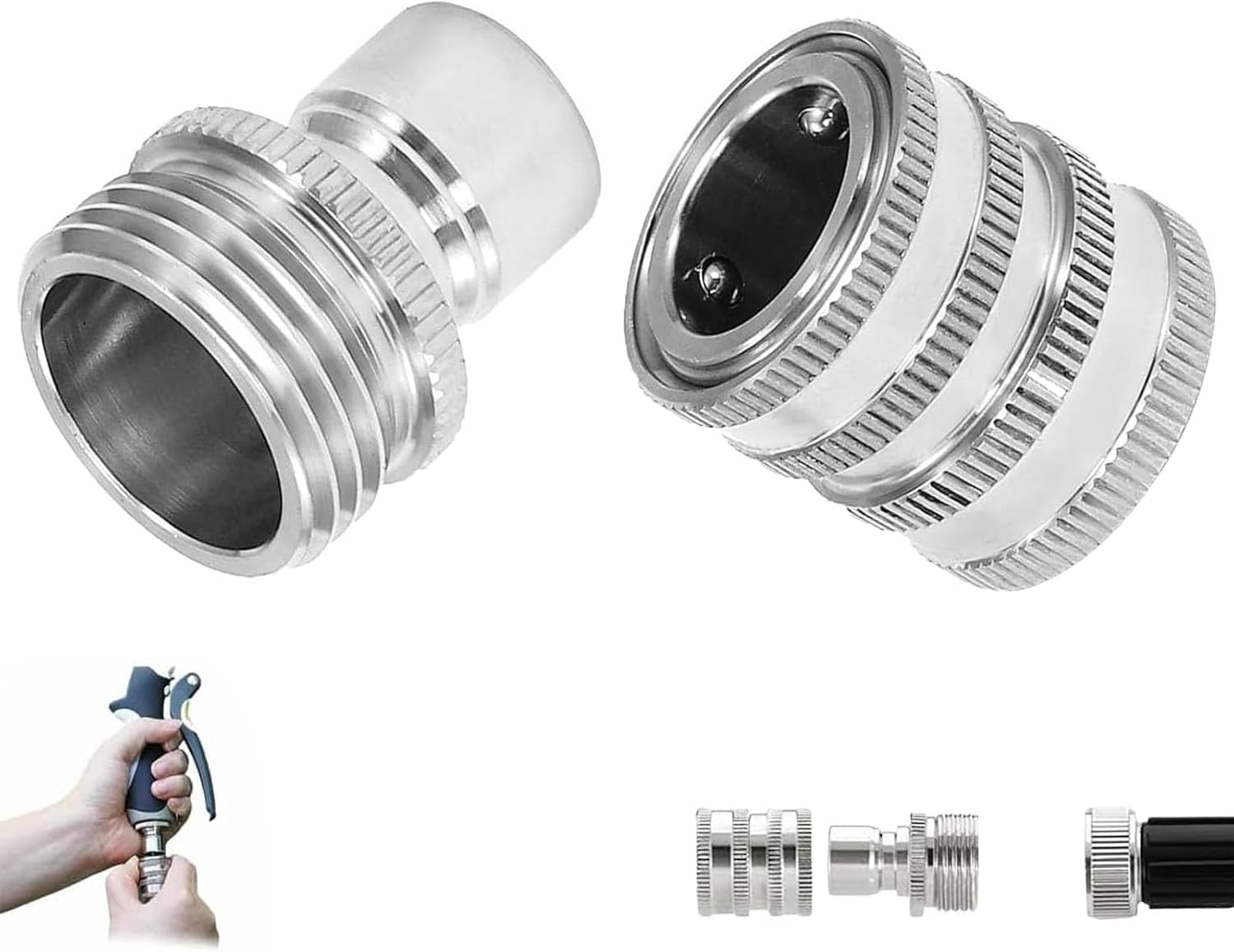 Stainless Steel Garden Hose Quick Connect Fittings Set | The Tube