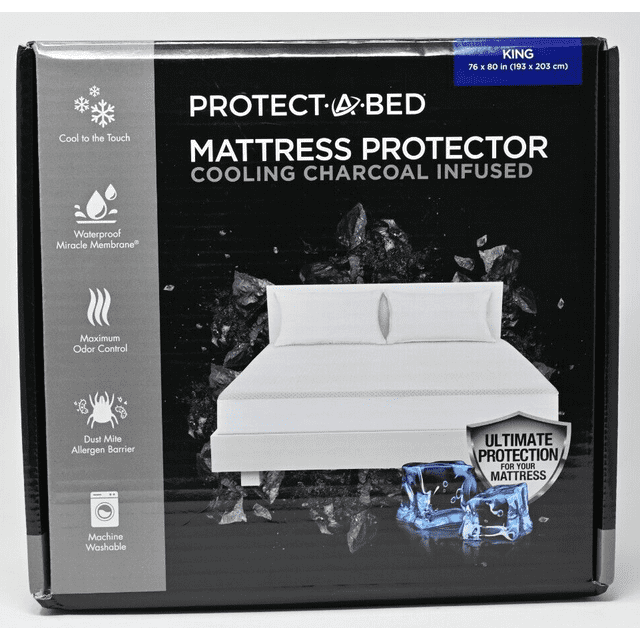 Protect-A-Bed Mattress Protector, King, Waterproof Washable Charcoal ...