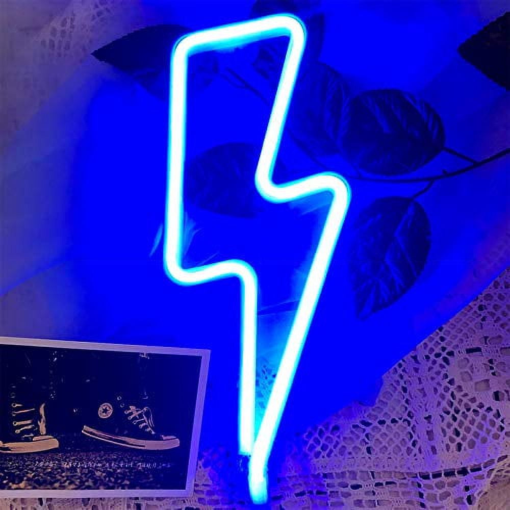 Protecu USB Powered Neon Signs, Blue Lightning Shaped Decor Light for ...