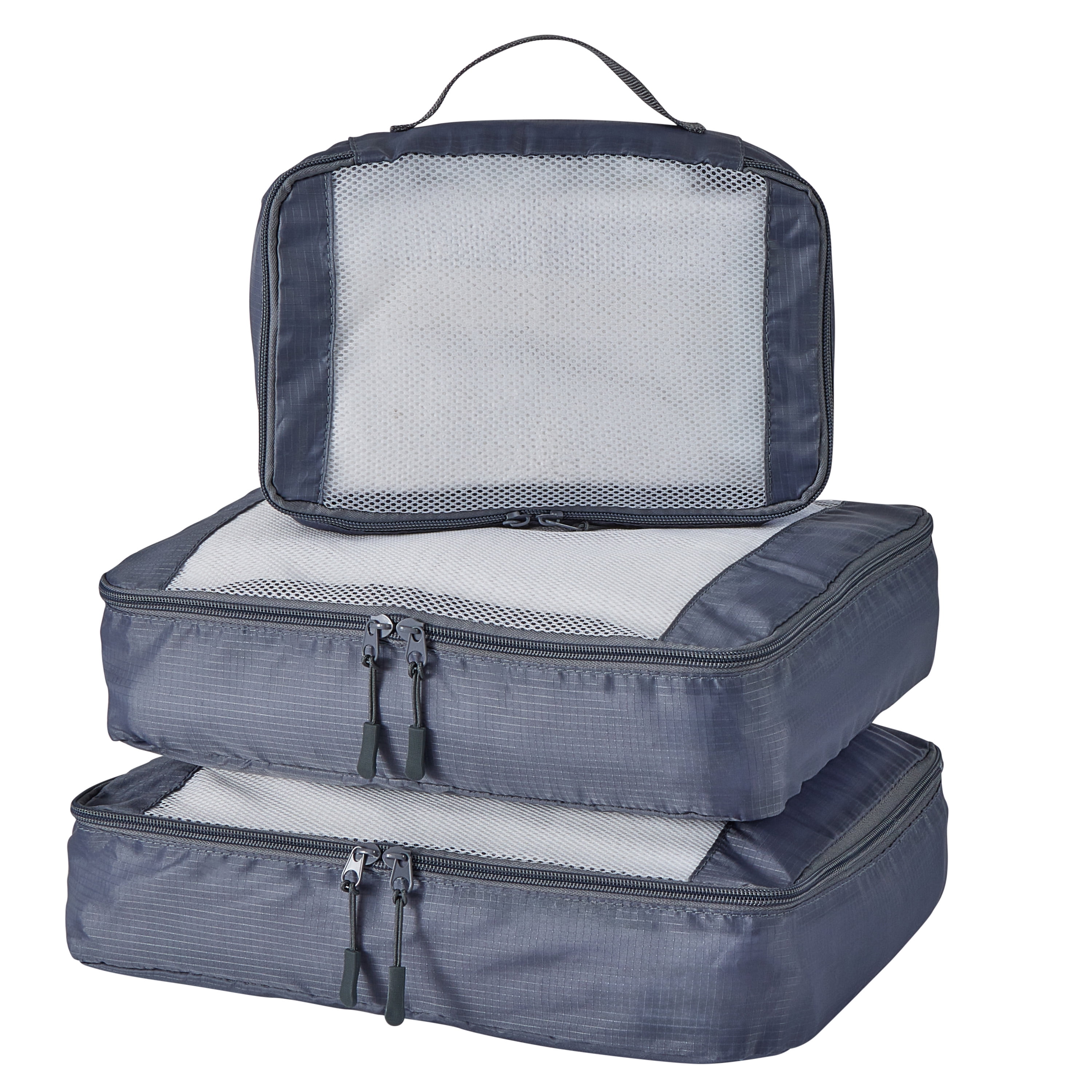 Protégé 3 Piece Polyester Packing Cubes, Gray with zipper - Walmart.com
