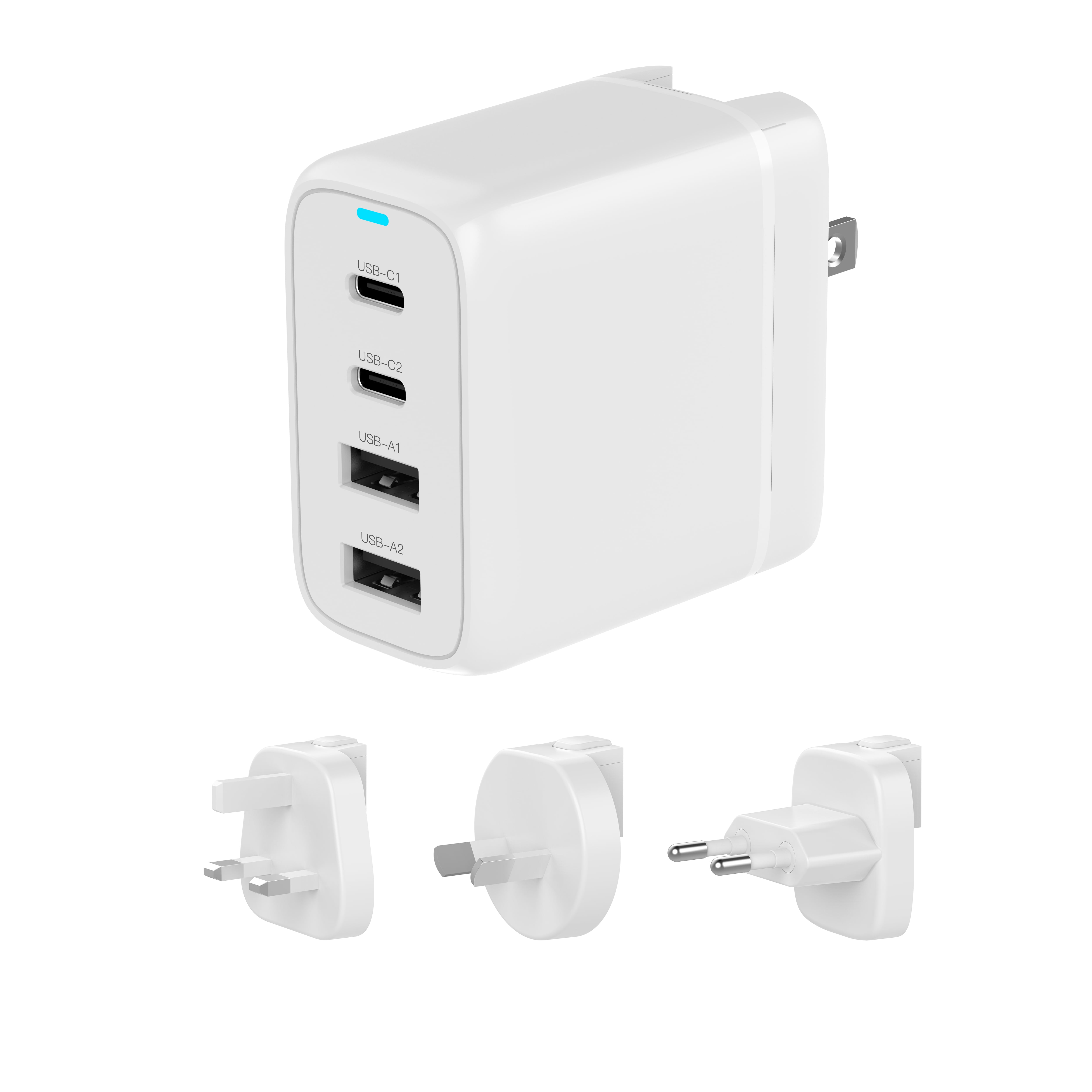 Protege USB Power Adapter White 4 Plug Options 2 USB A and 2 USB C ...