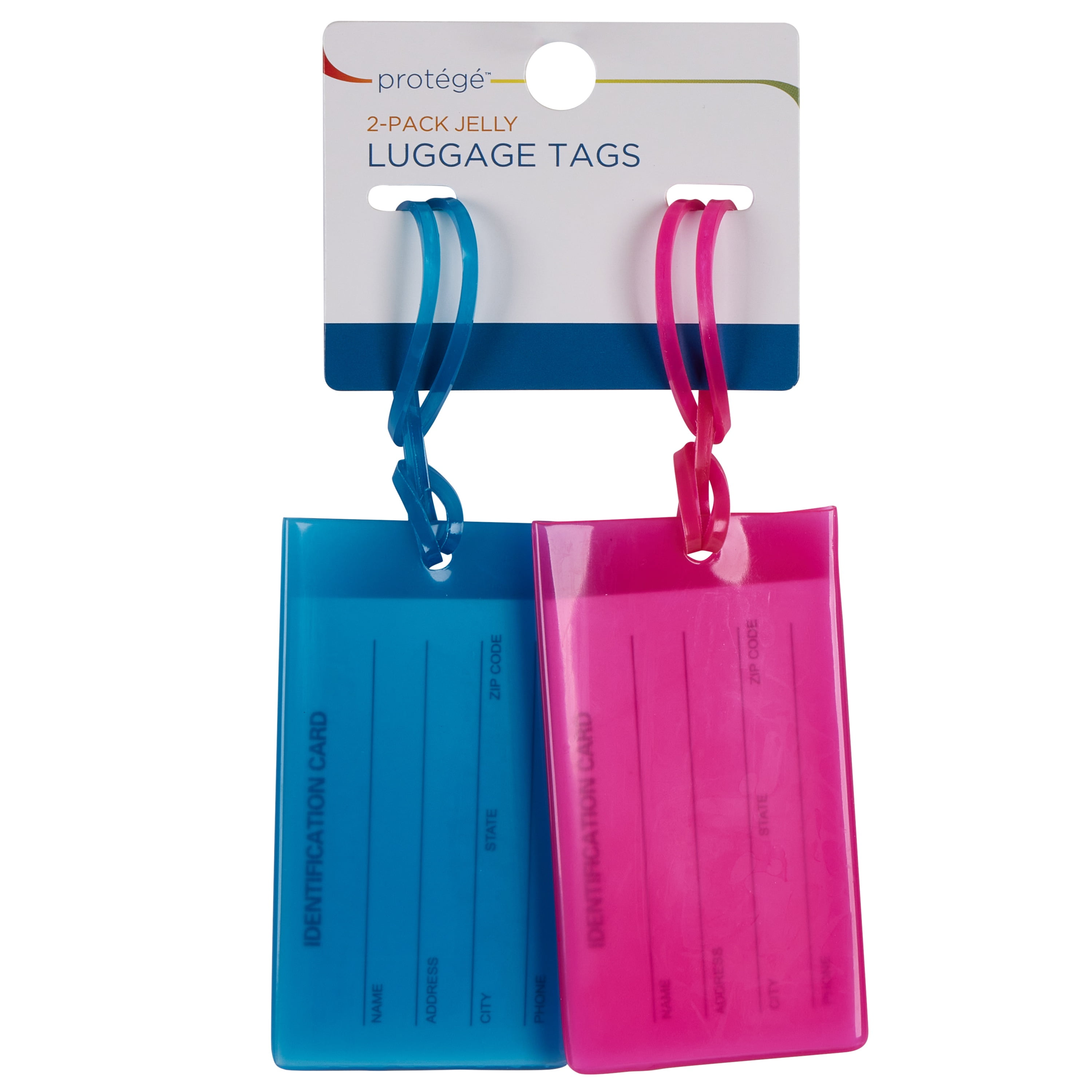 Protege Blue and Pink Jelly Luggage Tags Set of 2 Durable PVC Travel ...