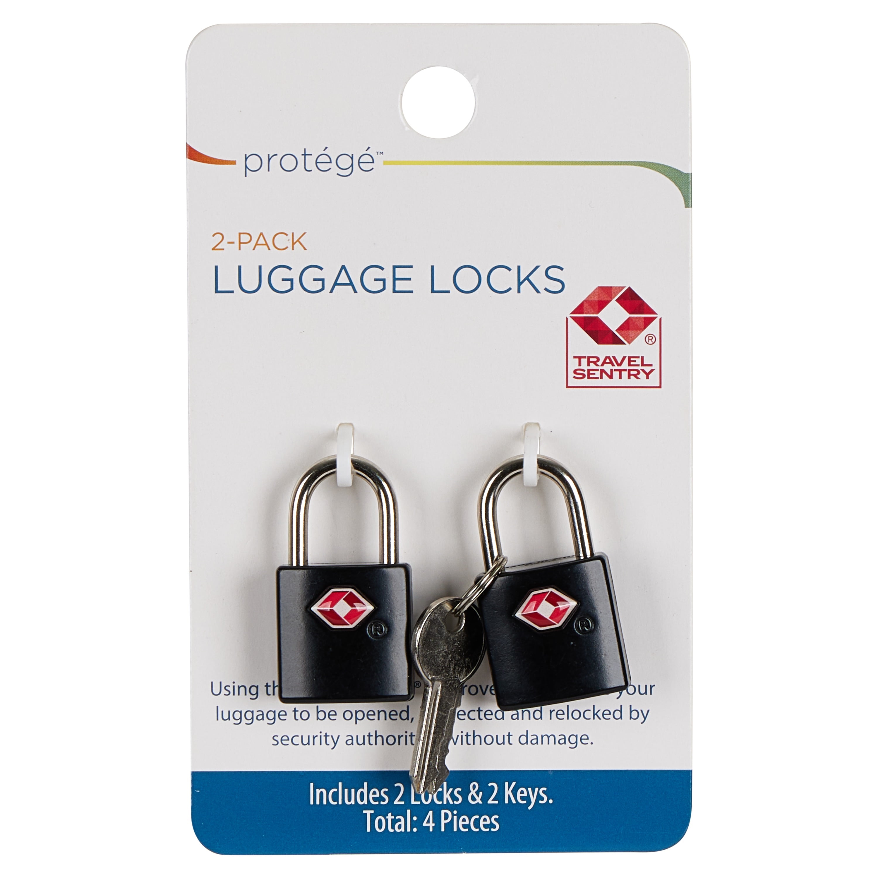 Protege Key Luggage Locks, Black, Set of 2 - Walmart.com