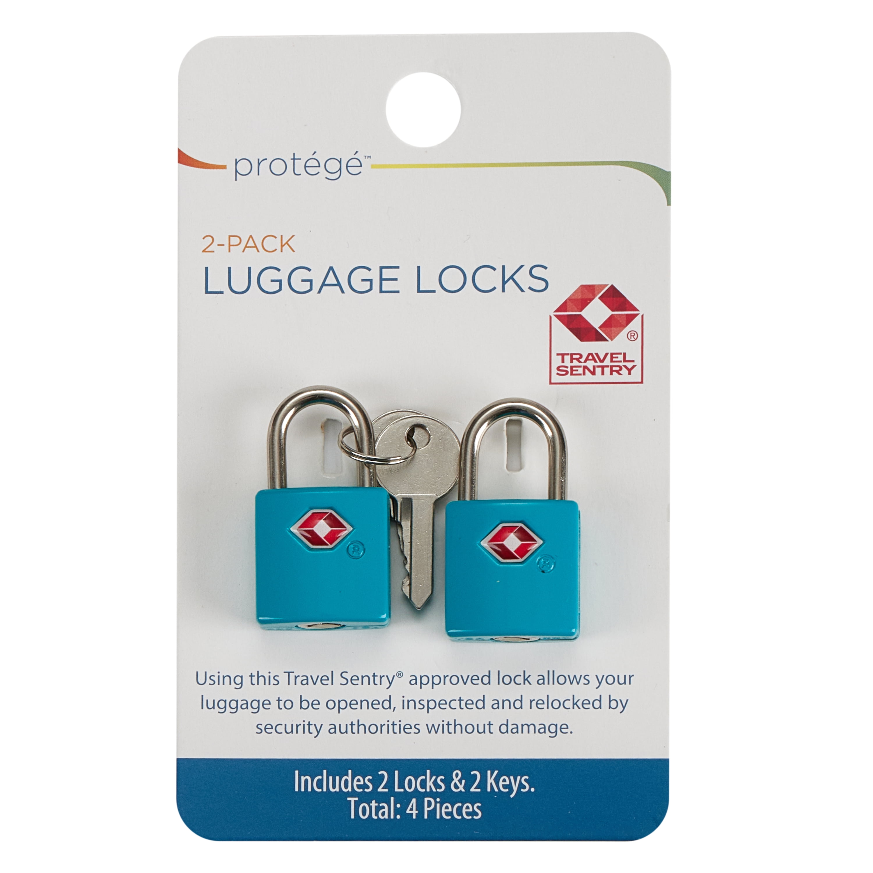 Protege Key Luggage Locks Blue Atoll Set of 2 - Walmart.com