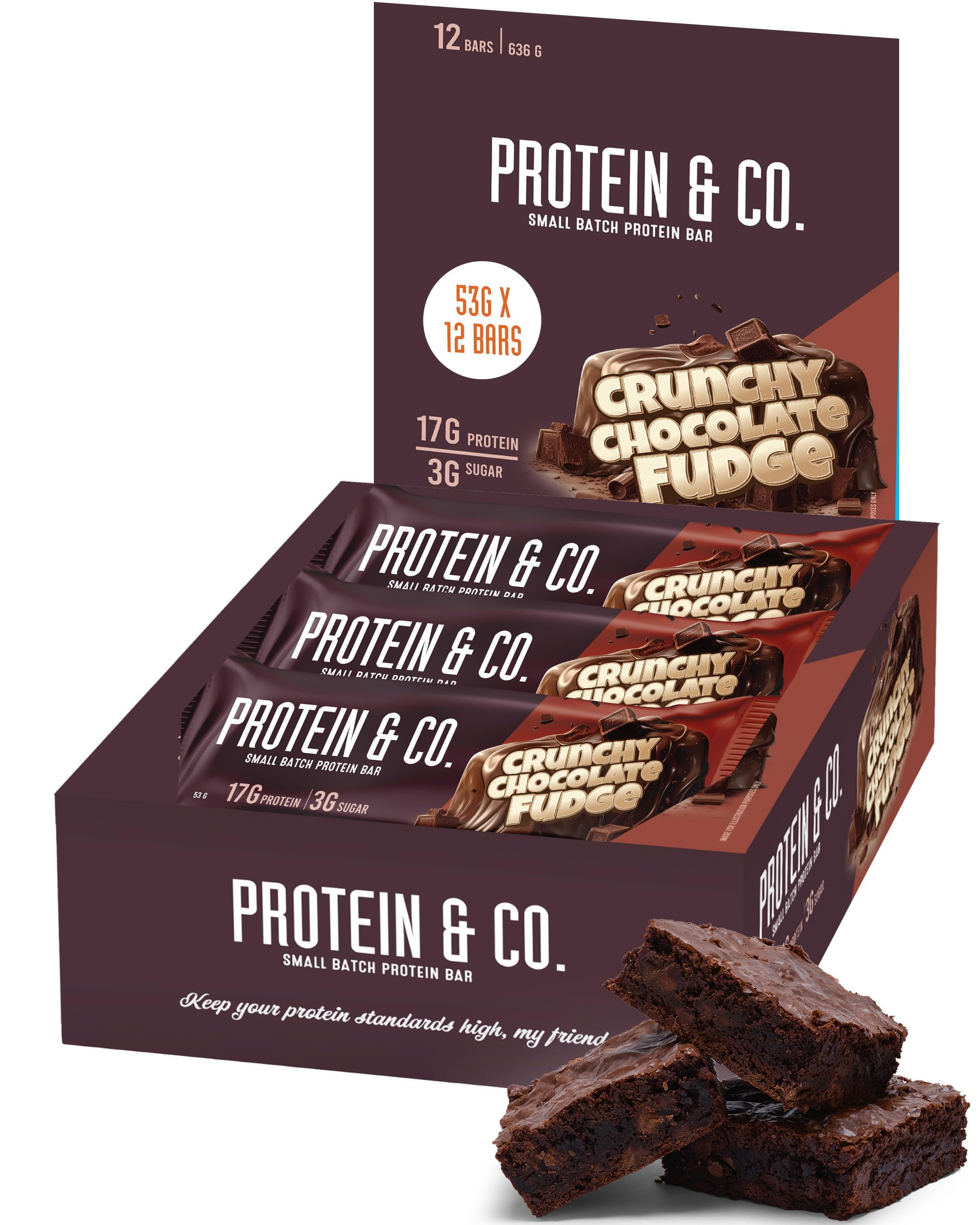 Protein & Co. Protein CCF19 Bars - Crunchy Chocolate Fudge Flavor - Low ...