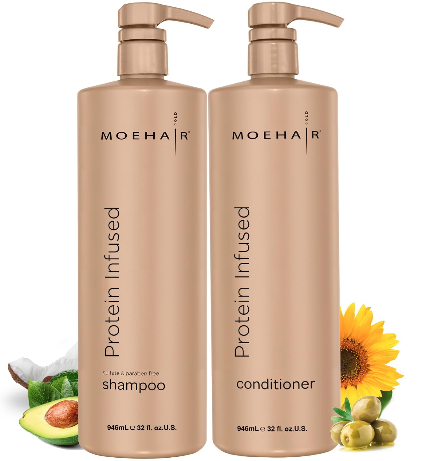Protein Infused Shampoo and Conditioner Set for Dry & Damaged Hair ...