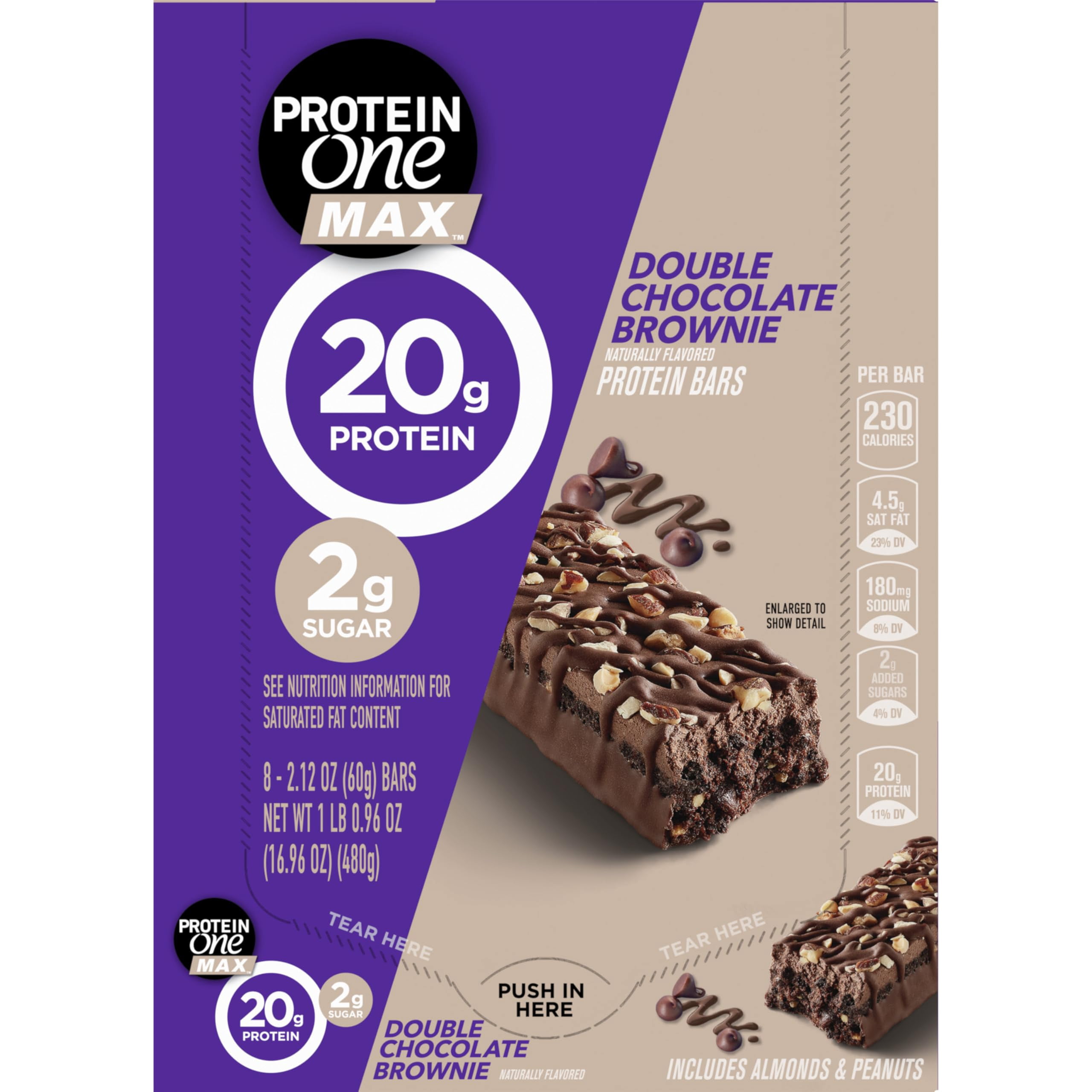 Protein One Max Double IFF17 Chocolate Brownie Protein Bars 8 Count, 16 ...