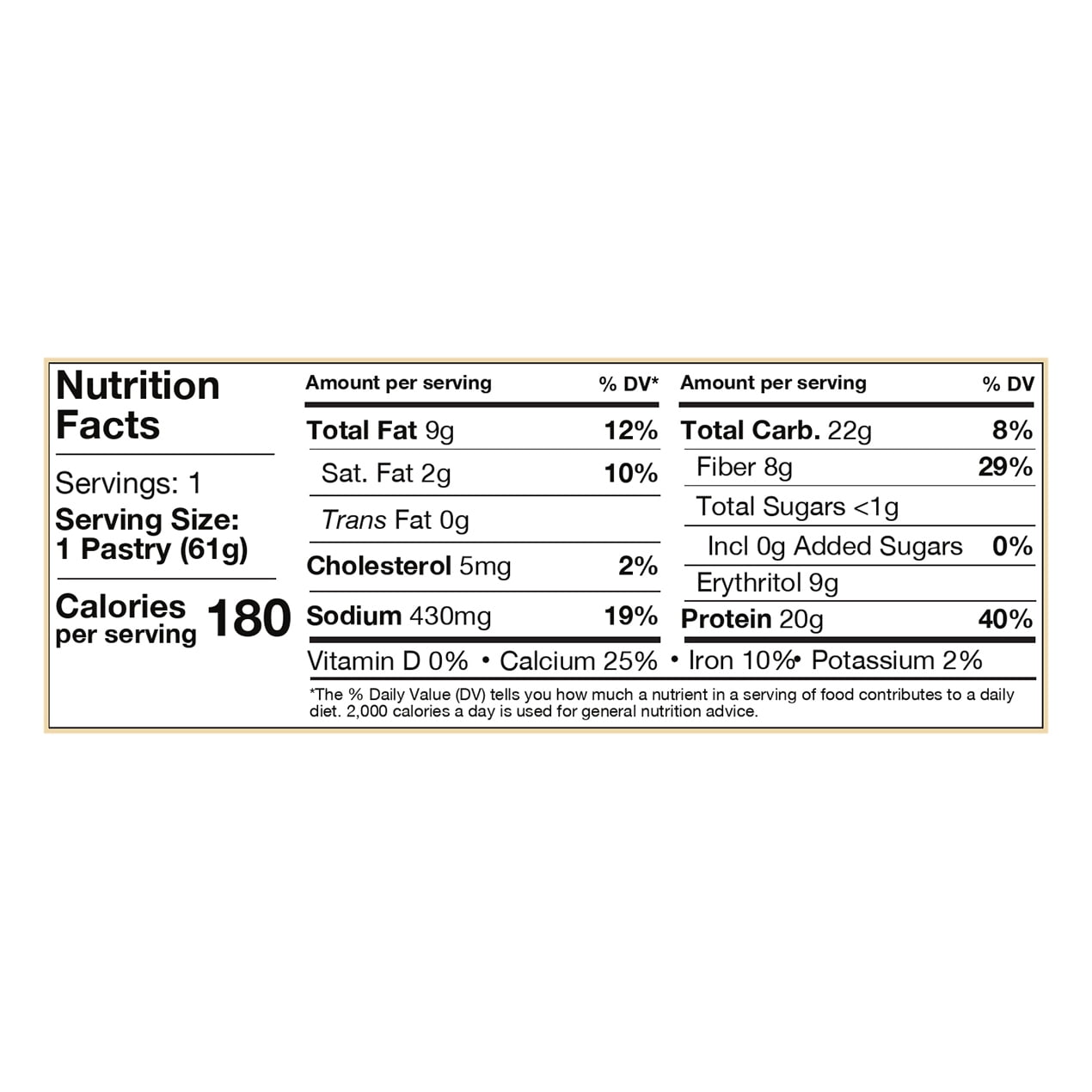 Protein Pastry - Cookies & Cream, 2.2 oz Pastry - Walmart.com