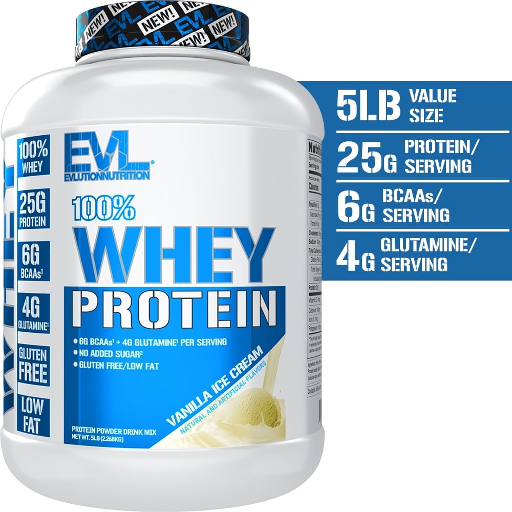 Evlution Nutrition 100% Whey Protein Powder, 25g Protein, Low Carb ...