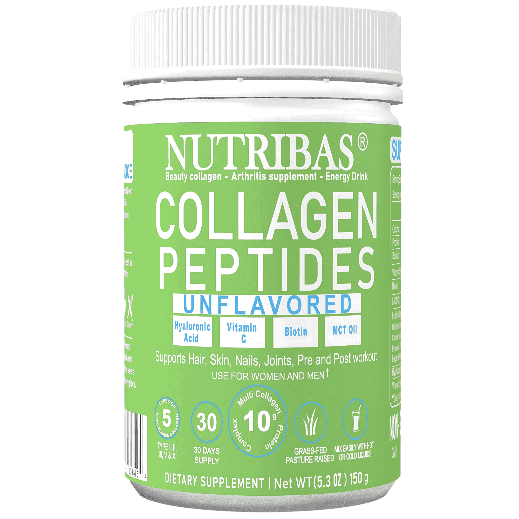 NUTRIBAS Multi Collagen, Gluten Free & Dairy Free, Powder, Unflavored ...