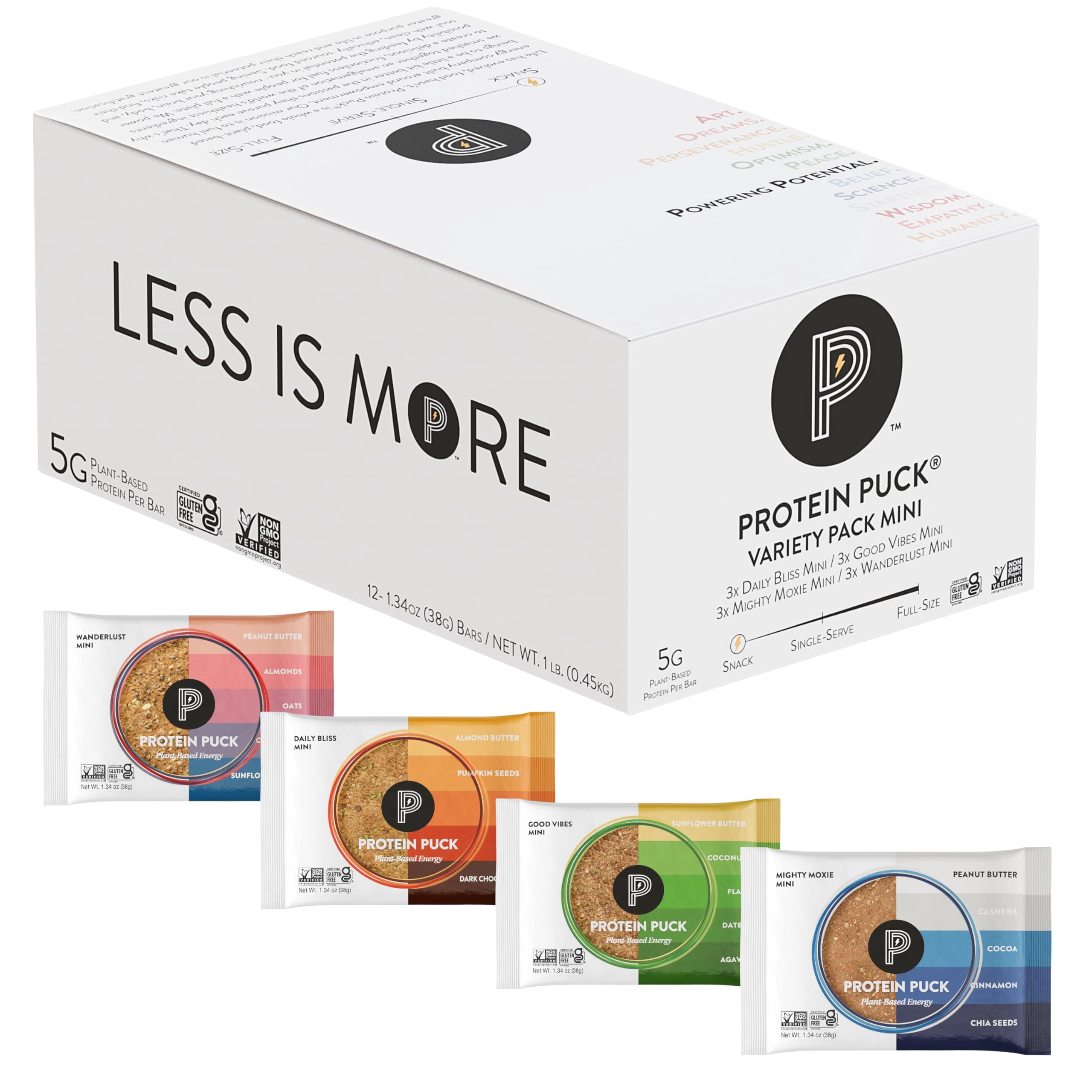 Protein Puck Vegan Protein Bars HYZ01 Mini 4 Flavor Variety Pack | 5g ...